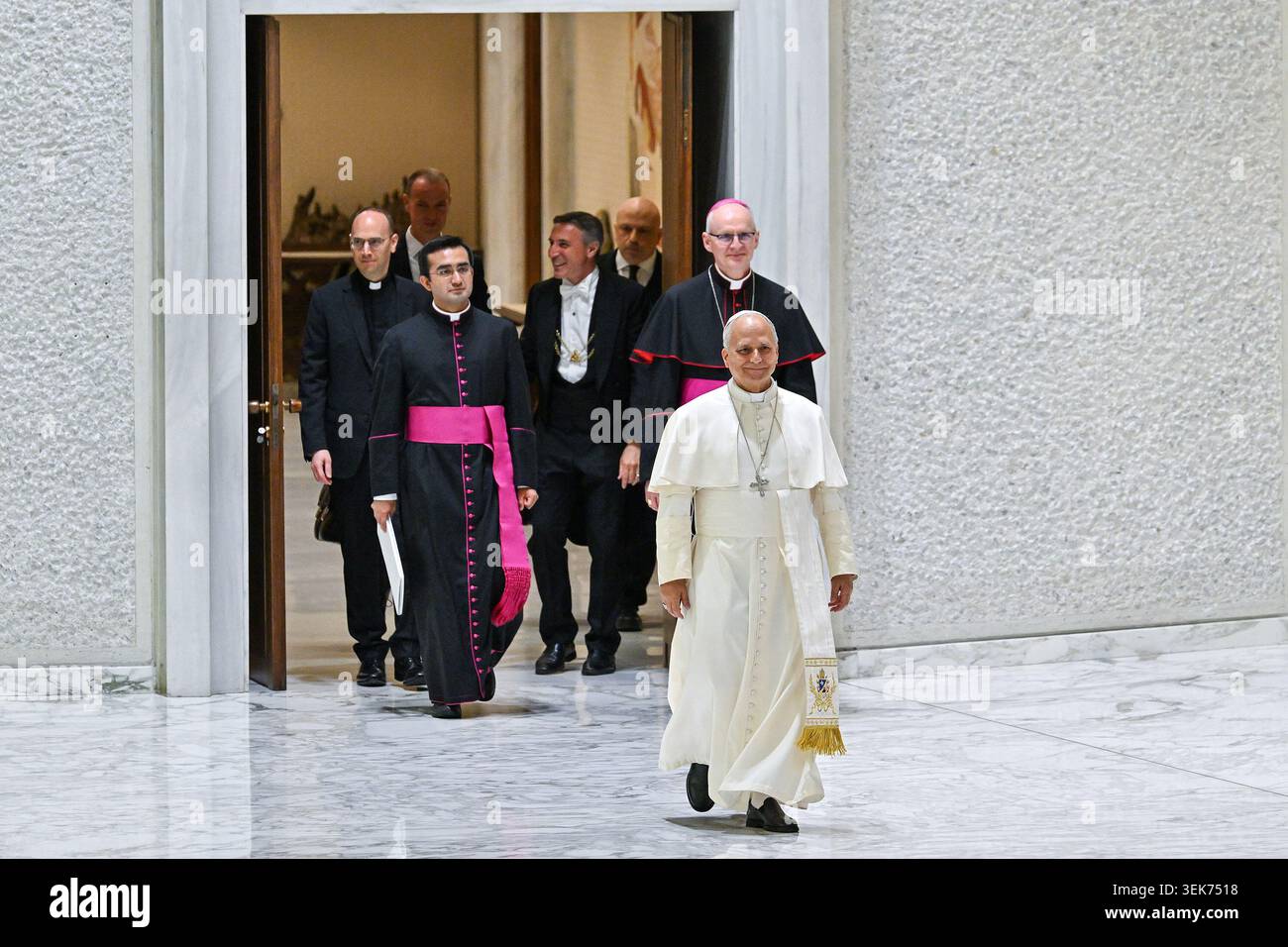 IPA85239985 - Italy, Rome, Vatican, 2026/6/1 Pope Leo XIV greets ...