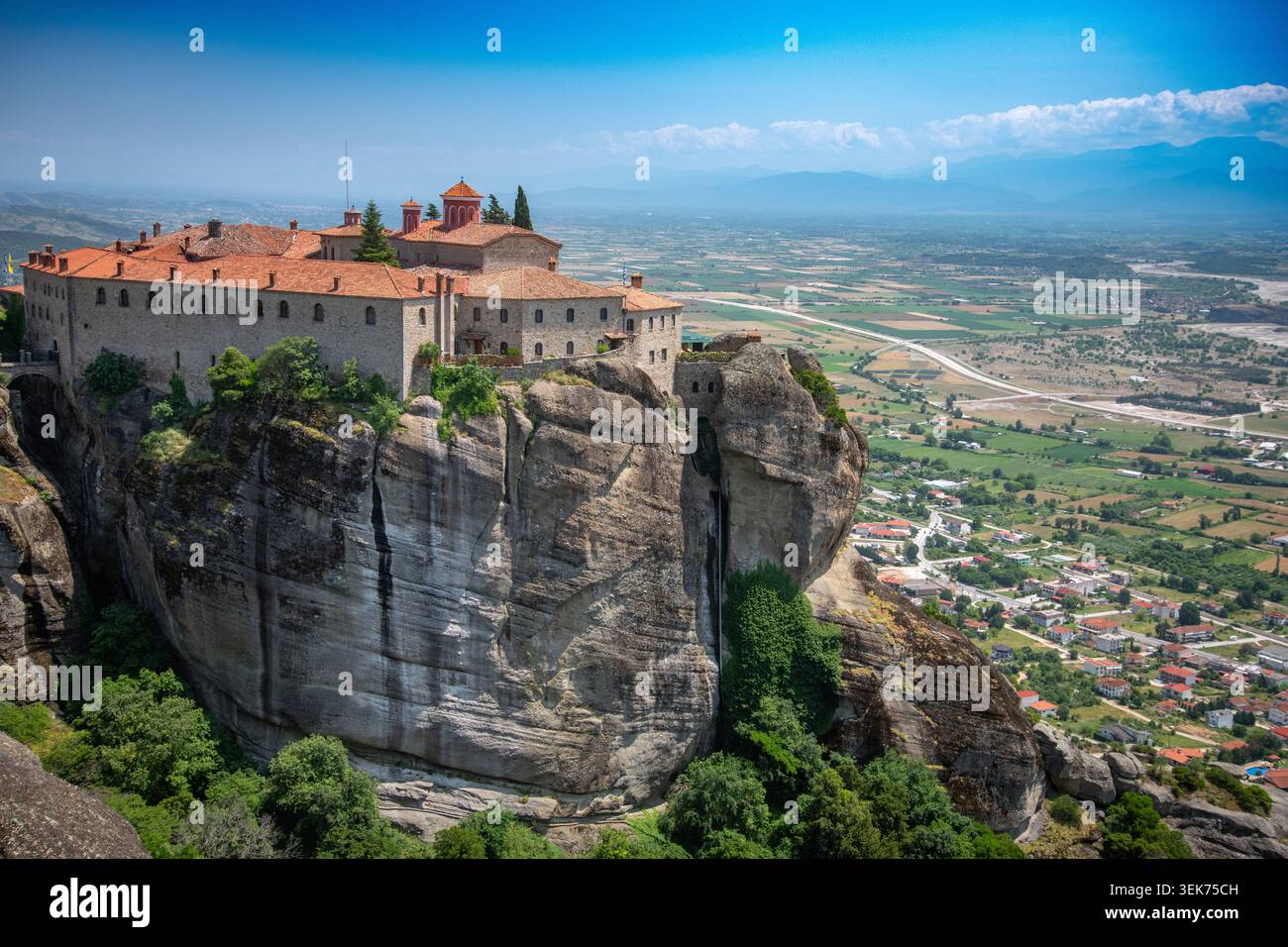 A historic Greek Orthodox monastery complex sits majestically on a ...