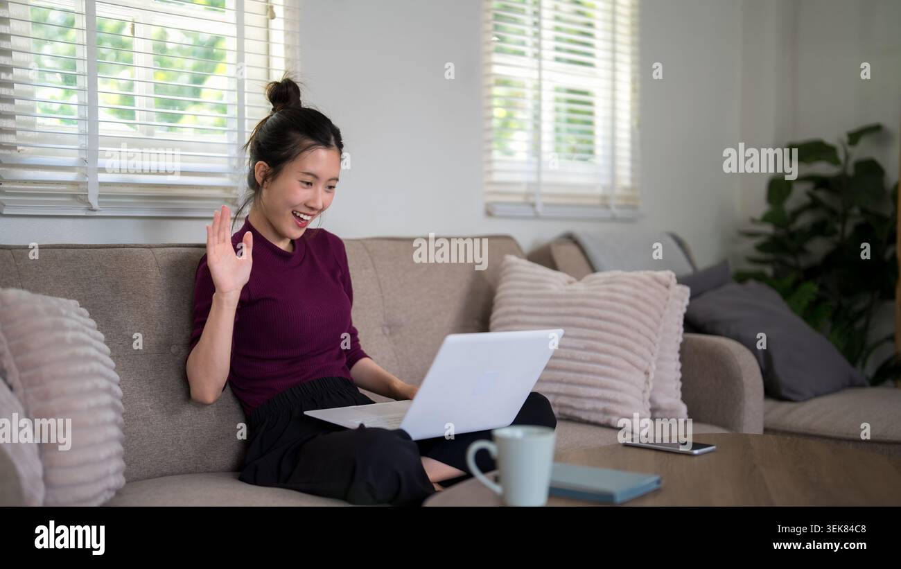 Asian women doctor using laptop computer video call consultation ...