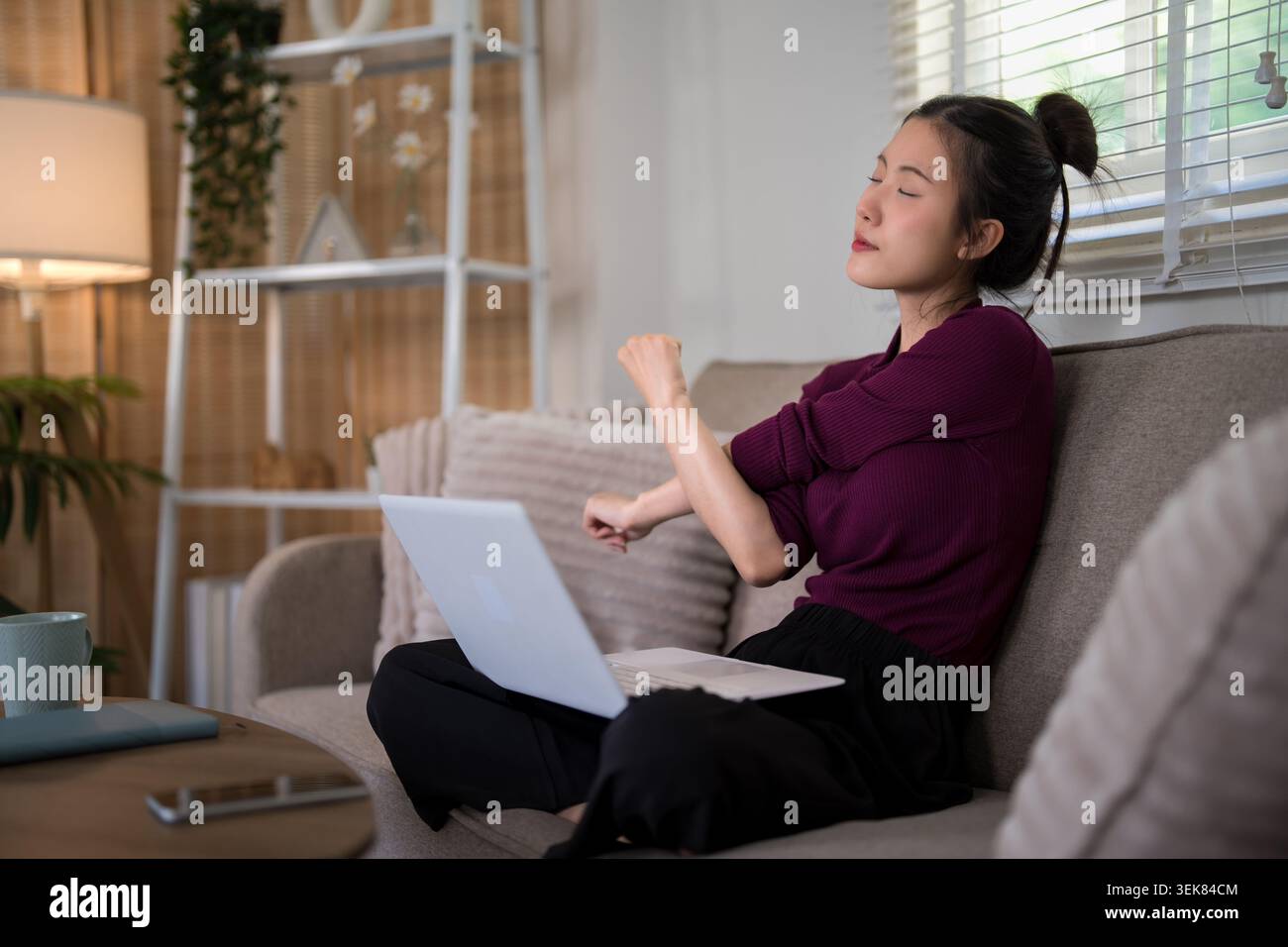 Asian young adult women celebrating success achievement relaxing happy ...