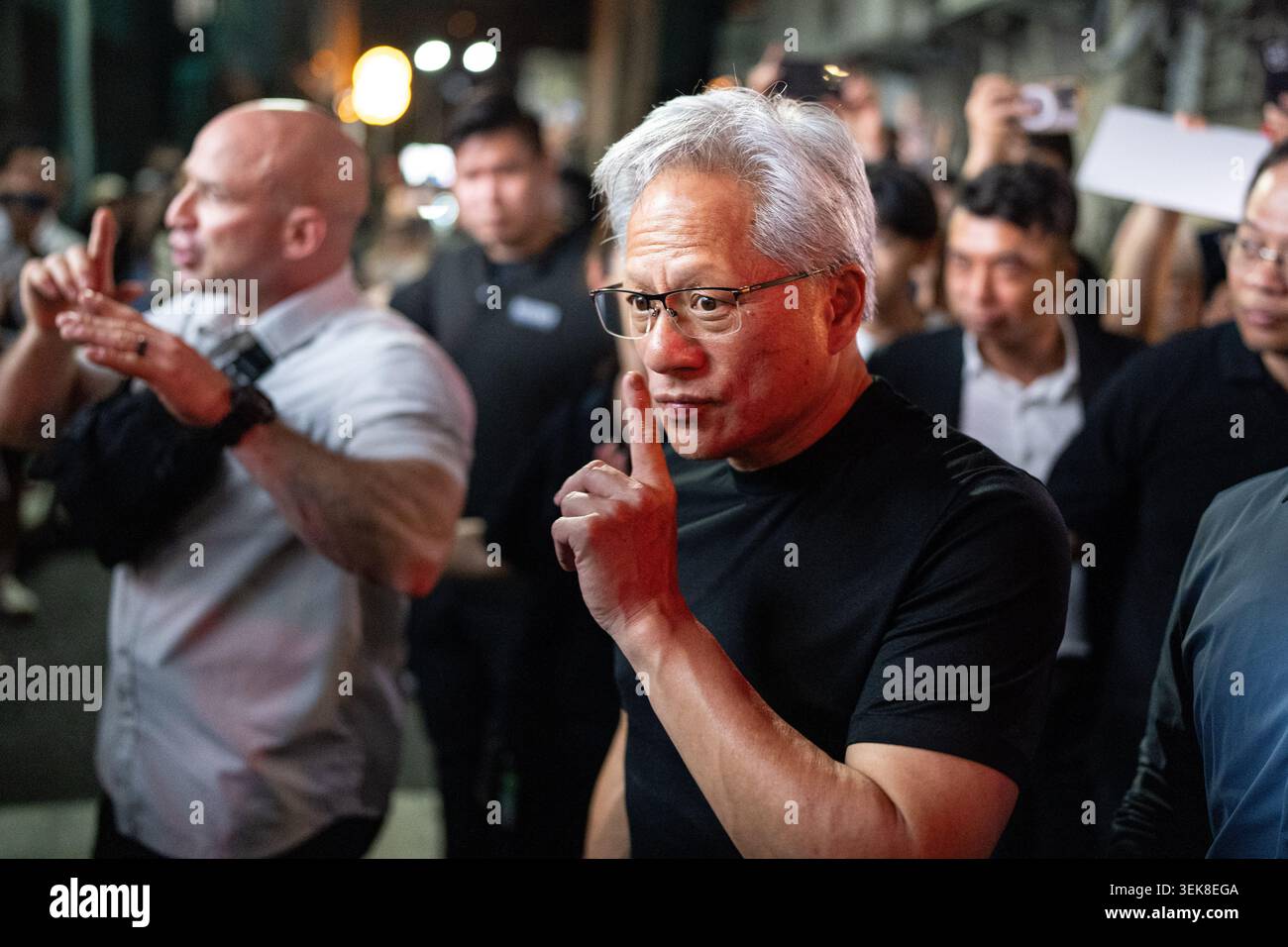 Jensen Huang, President and CEO of NVIDIA gesturing in Taipei, Taiwan ...
