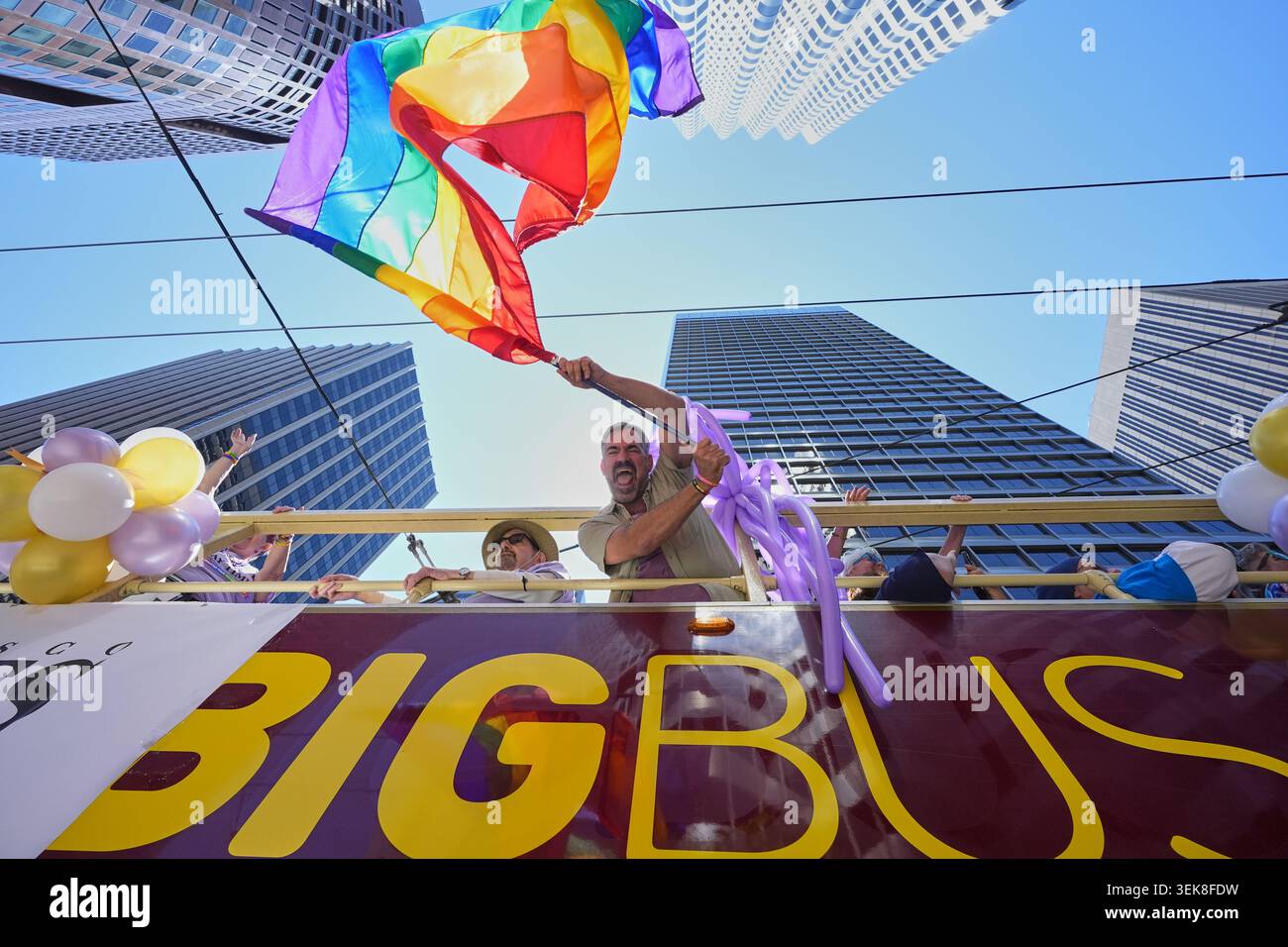 FILE - Revelers participate in the Pride Parade, June 29, 2025, in San ...