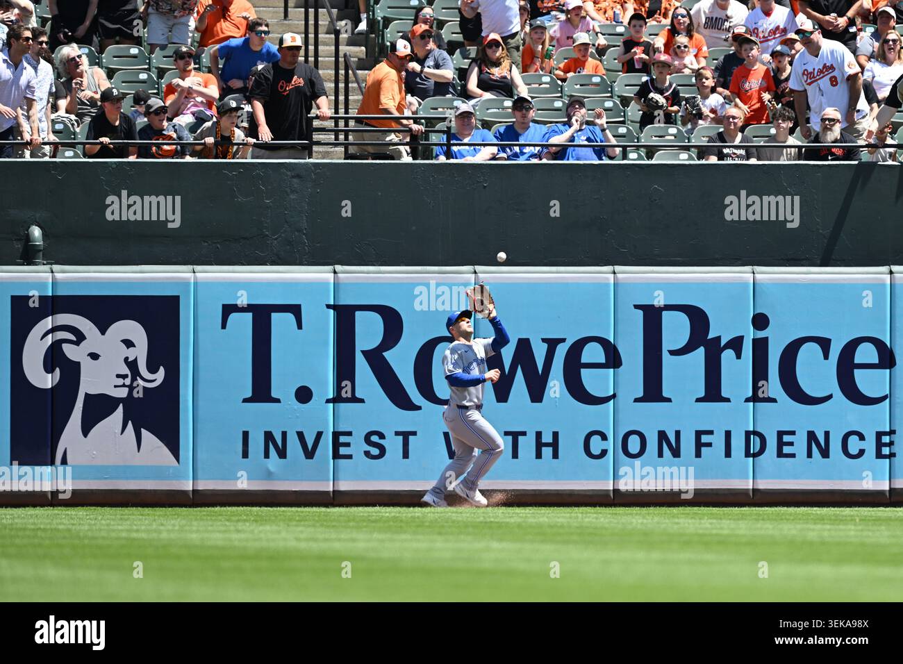 Toronto Blue Jays center fielder Daulton Varsho makes a catch during a ...