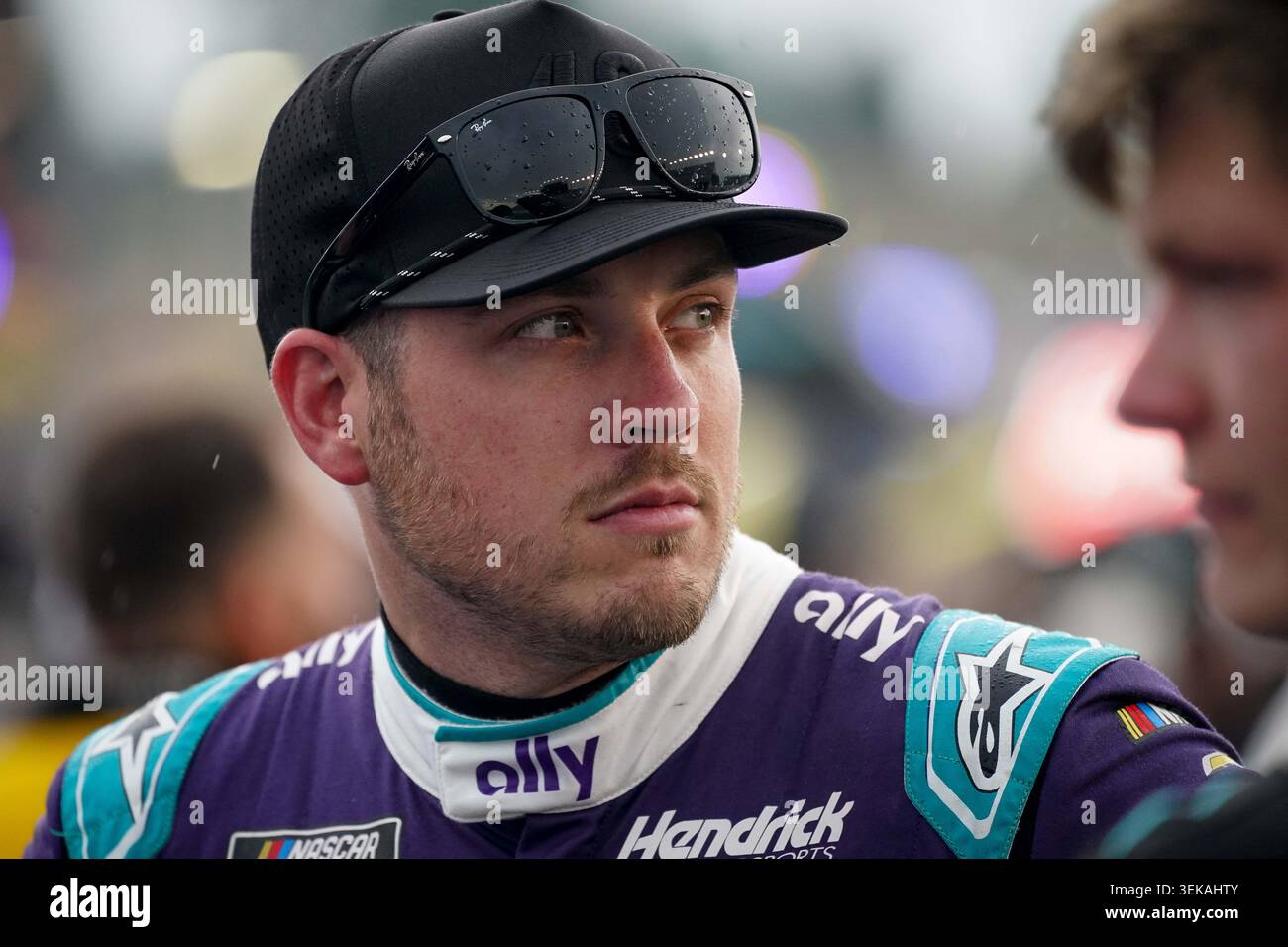 Alex Bowman stands with his team before a NASCAR Cup Series auto race ...