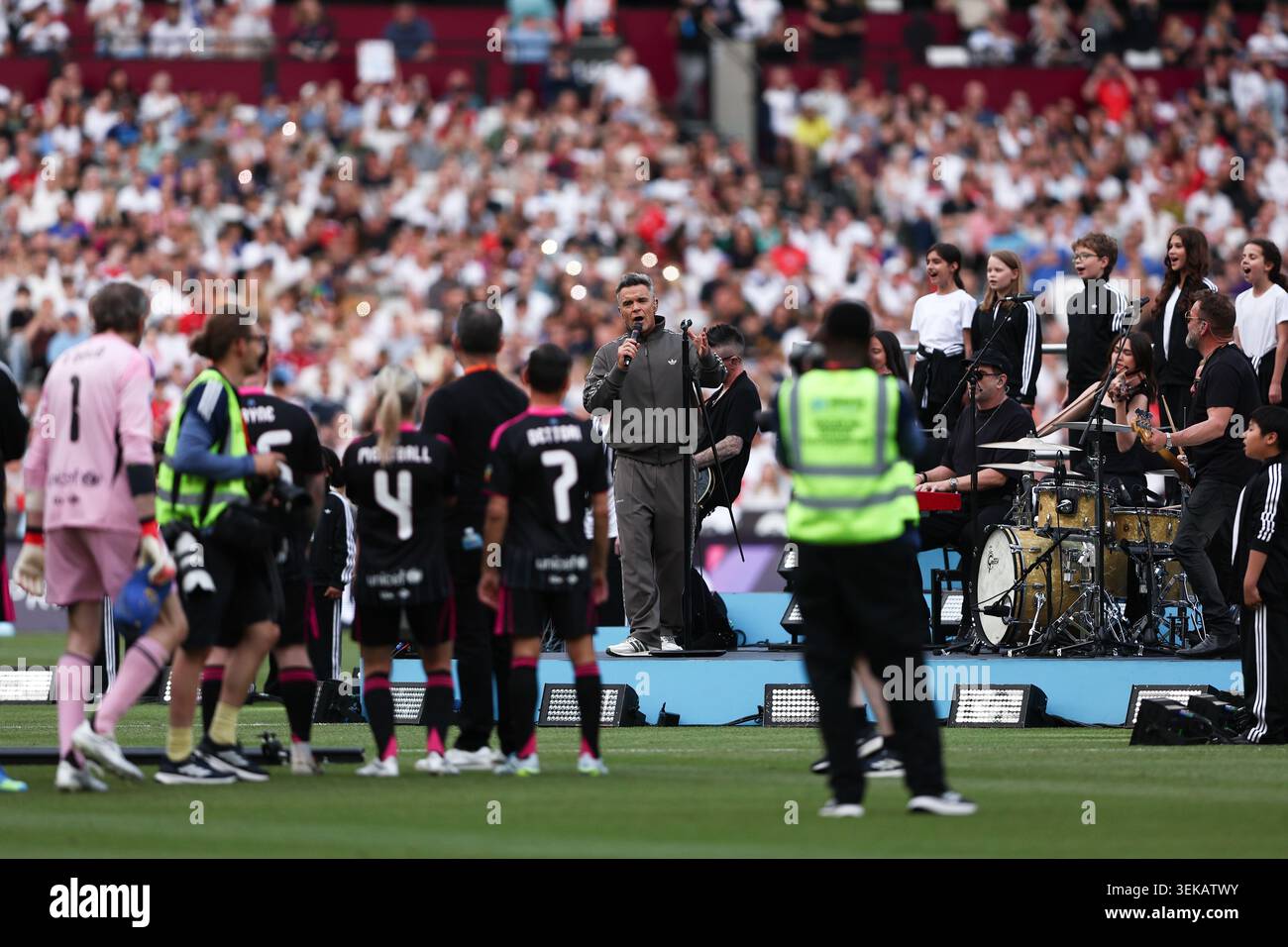 London, England, 31st May 2026. Singer Robbie Williams during the half ...