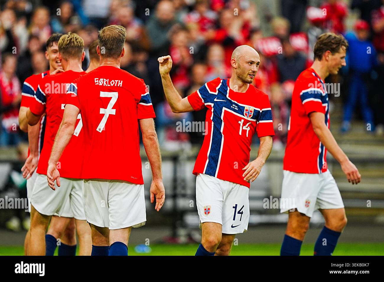 Oslo 20260601. Norway's Fredrik Aursnes celebrates 3-0 during the ...