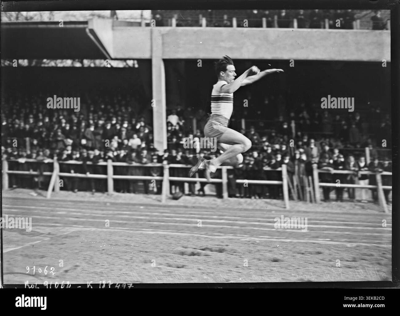 1920s press photograph french athlete long jump hi-res stock ...