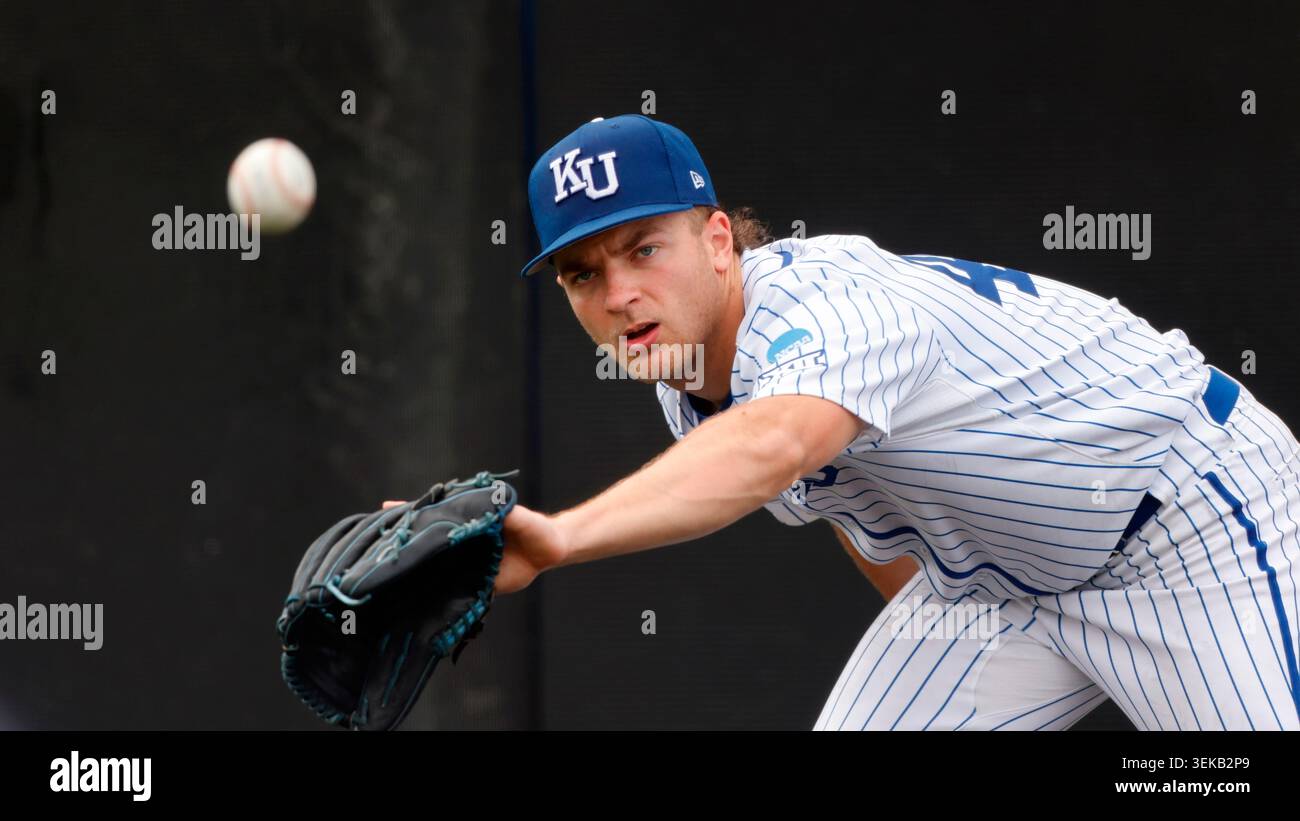 Kansas pitcher Jeremy Allen (44) during an NCAA regional baseball game ...