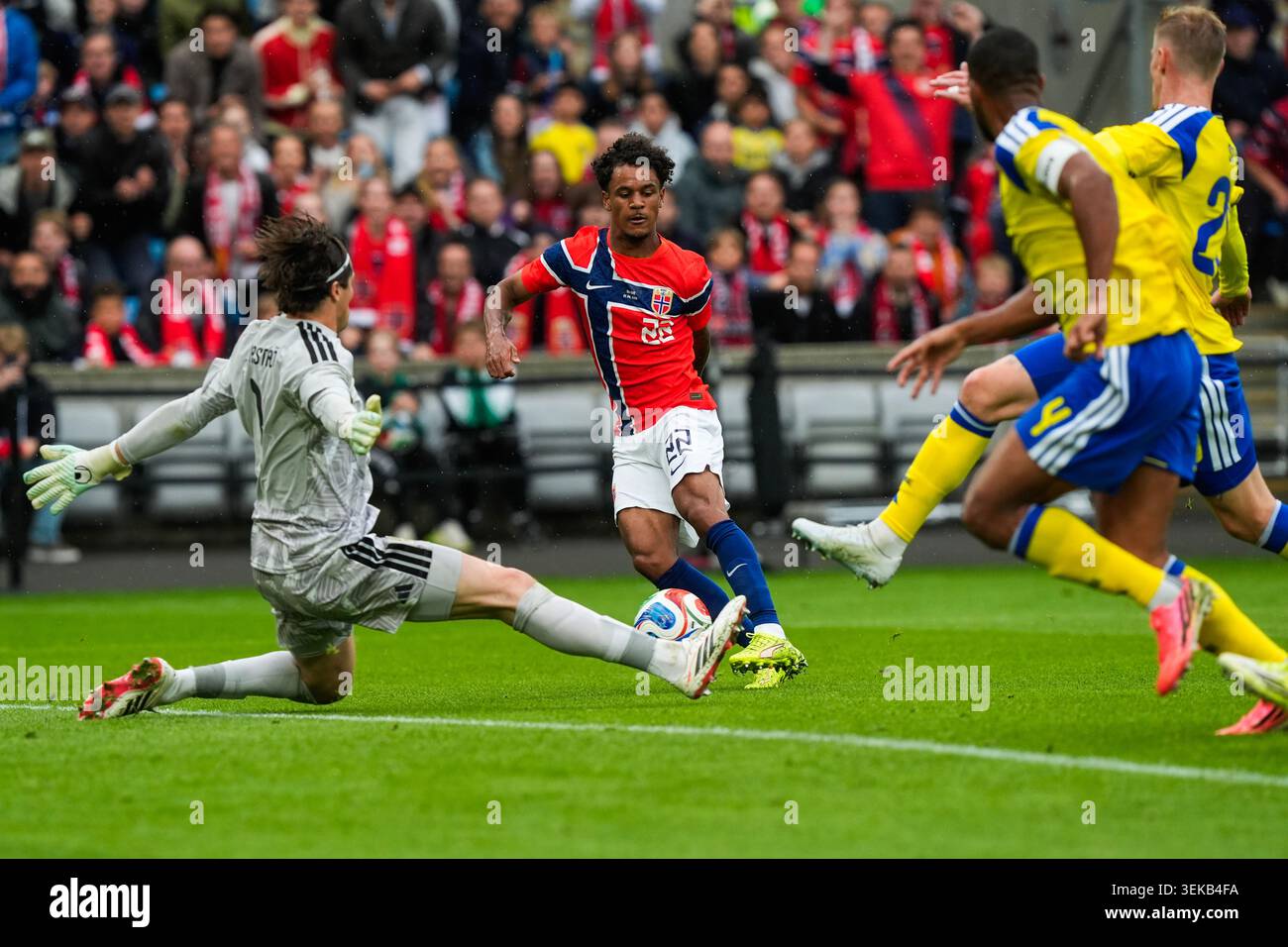 Oslo 20260601. Sweden's goalkeeper Jacob Widell Zetterström and Norway ...