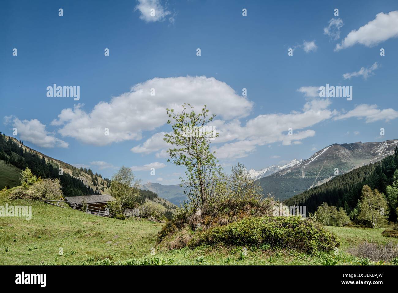 Alpine landscape with mountain huts in the Austrian Alps Bad Hofgastein ...