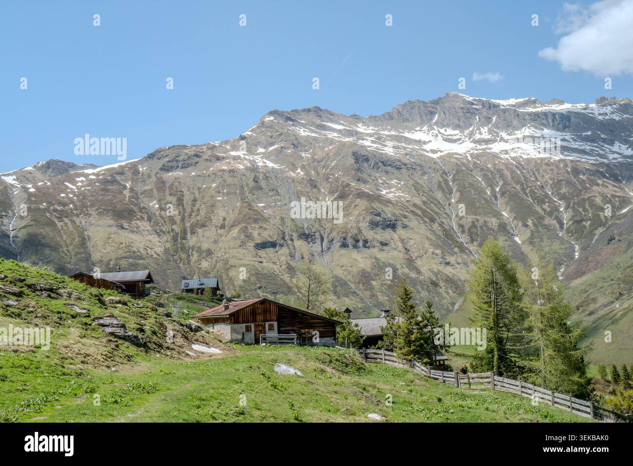 Alpine landscape with mountain huts in the Austrian Alps Bad Hofgastein ...