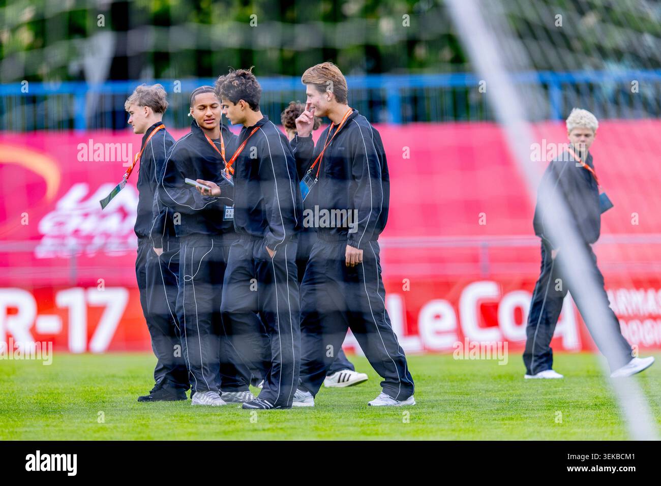 TALLIN, ESTONIA - MAY 26: Players of Denmark team check the pitch ...