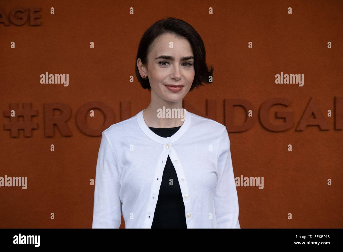 Lily Collins attends the 2026 French Open at Roland Garros on June 1 ...