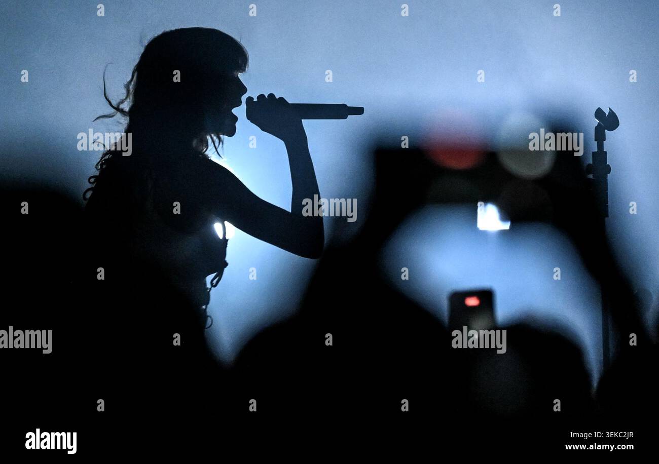 01 June 2026, Berlin: Singer Cara Delevingne takes to the stage at ...