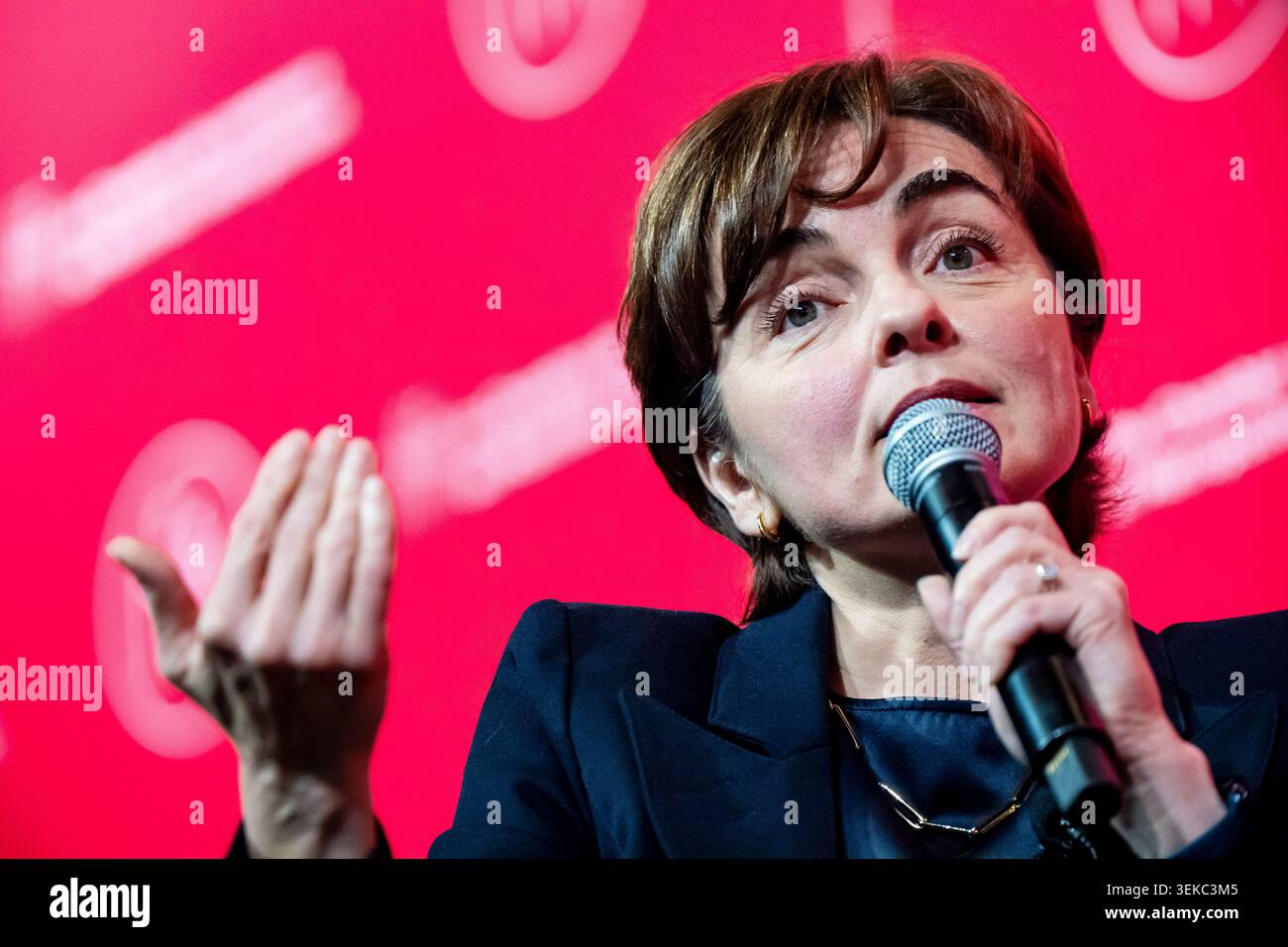 Quebec Premier Christine Frechette speaks during an event put on by the ...