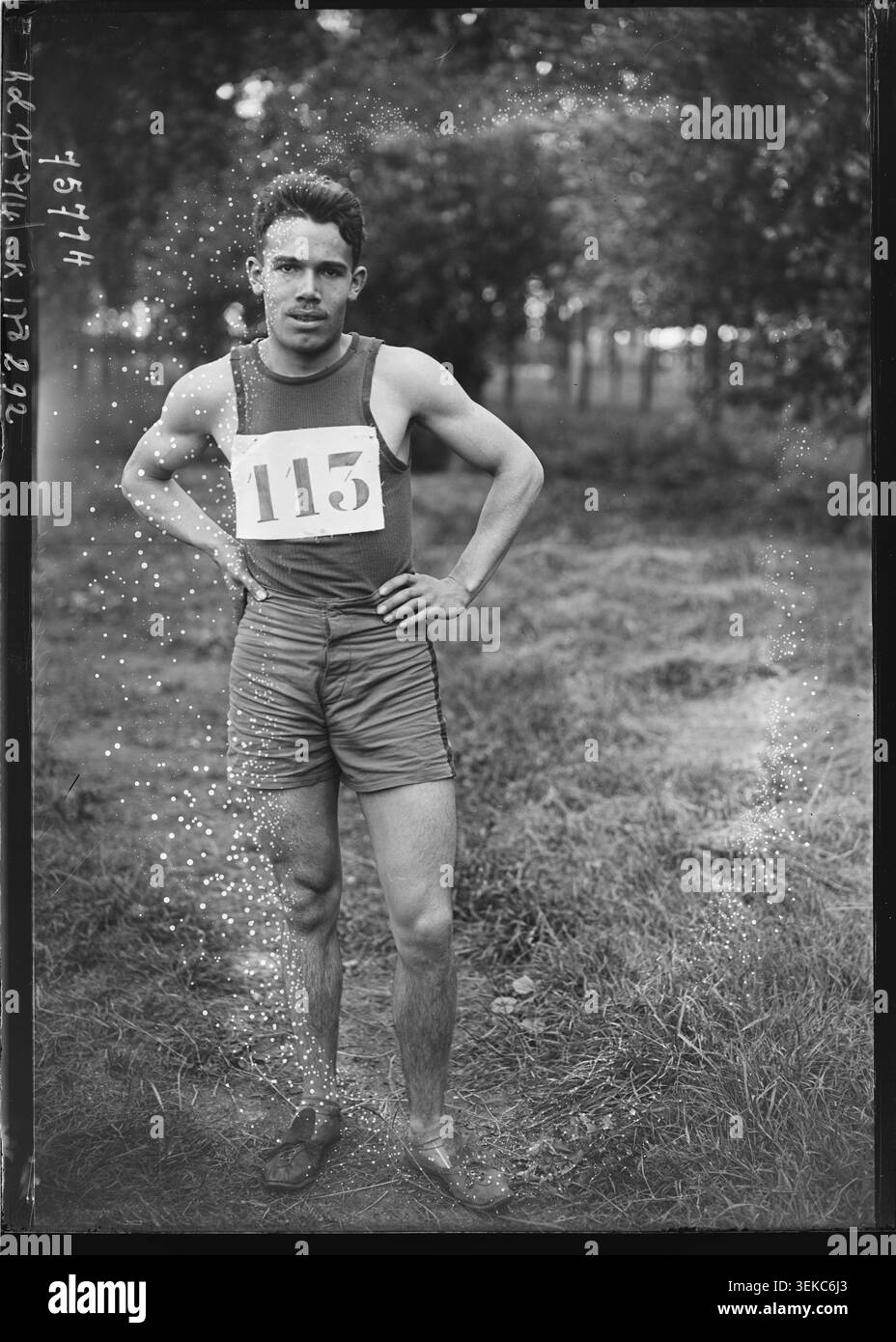 1920s press photograph french athlete long jump hi-res stock ...
