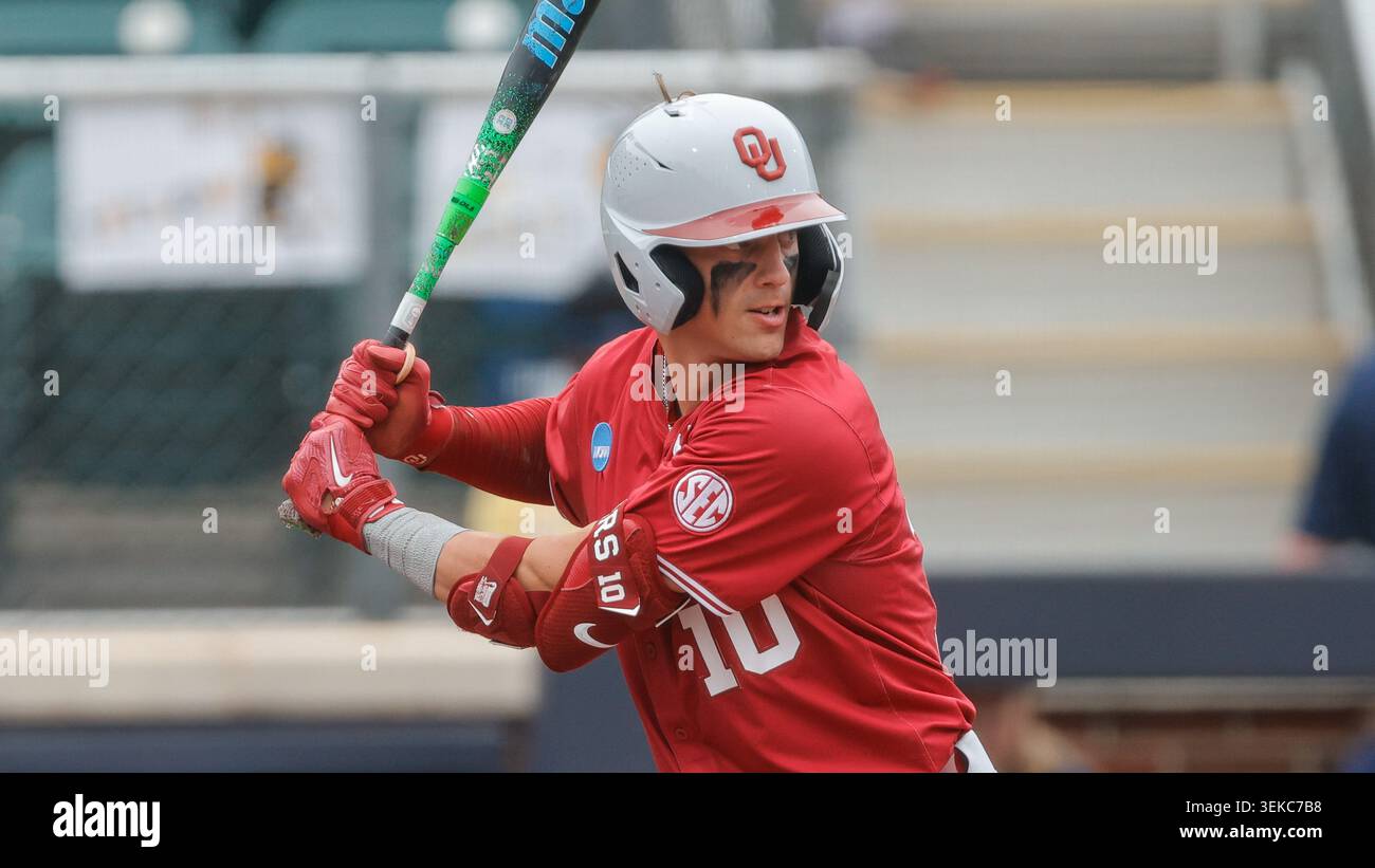Oklahoma's Brendan Brock (10) bats during an NCAA regional baseball ...