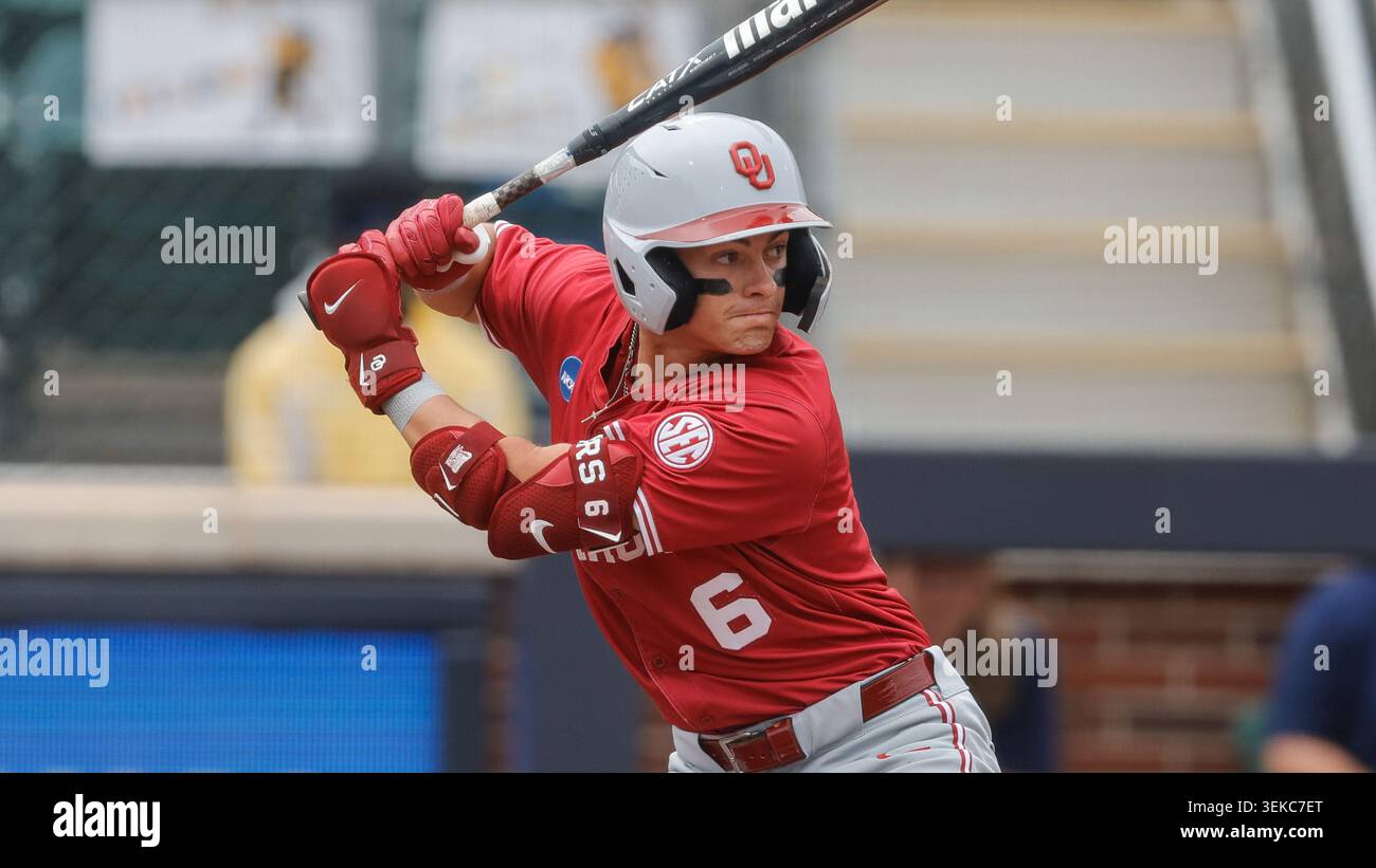 Oklahoma's Kyle Branch (6) bats during an NCAA regional baseball game ...