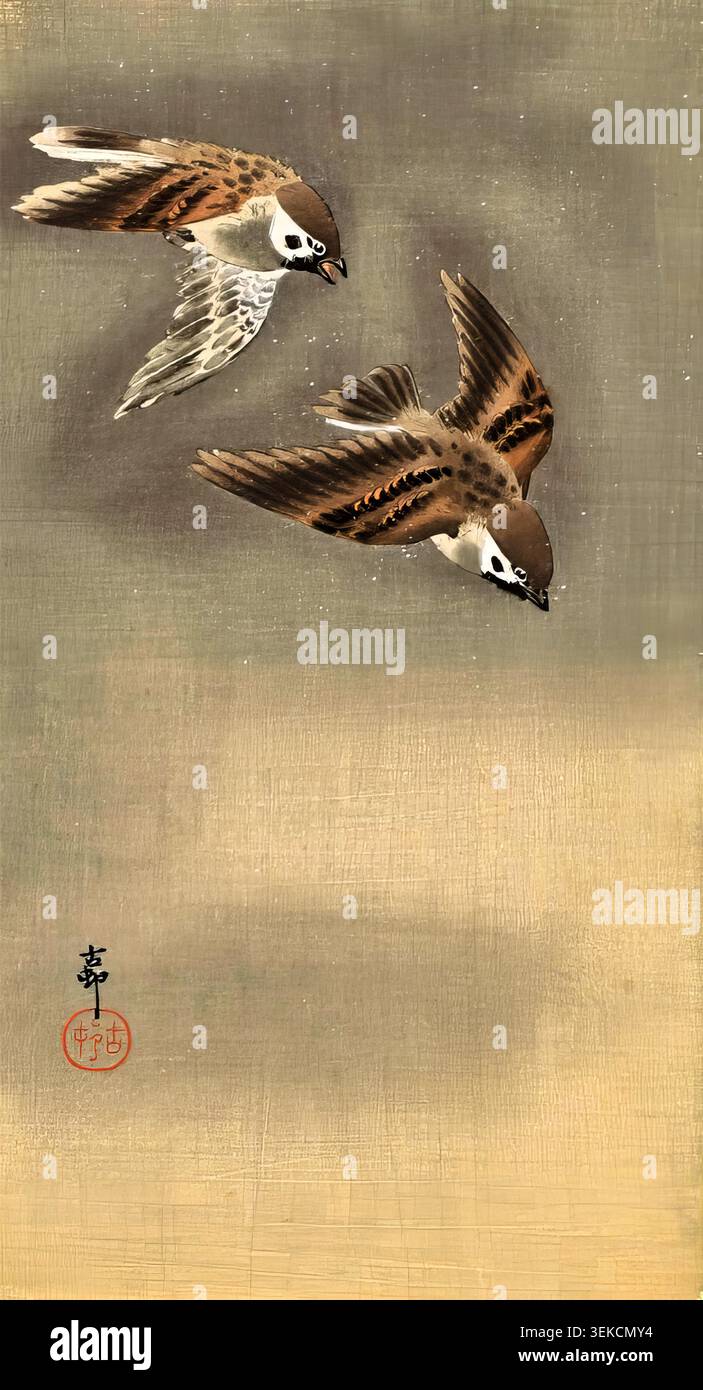 Ohara Koson – Tree Sparrows in Snow (Ringmussen in sneeuw) | Archium ...