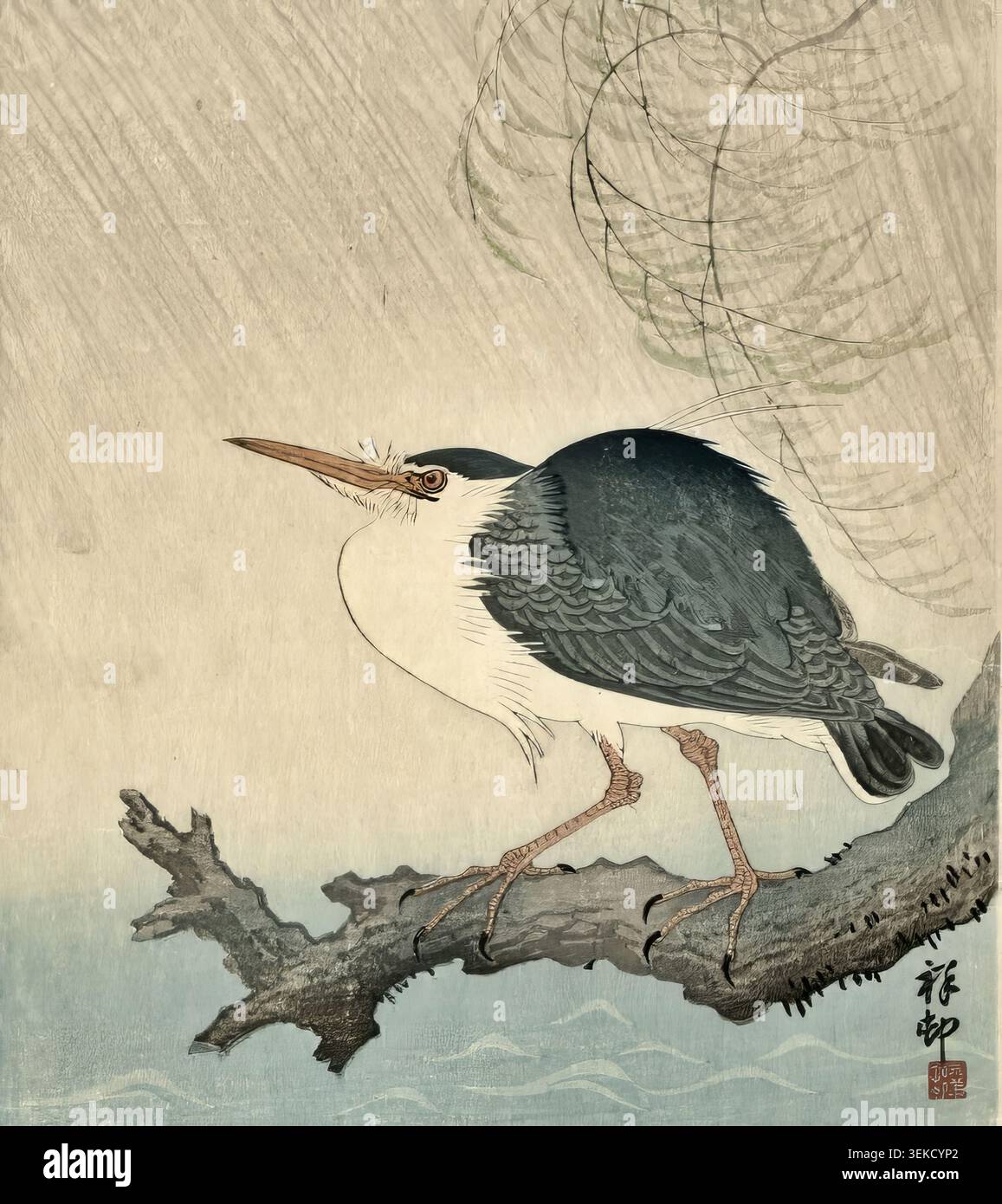 Ohara Koson – Night Heron on a Tree Stump (Kwak op boomstronk ...