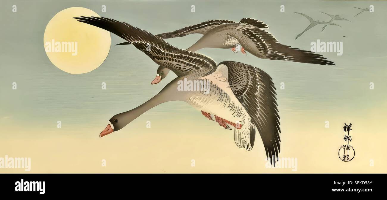 Ohara Koson – Wild Geese under a Full Moon (Ganzen bij volle maan ...