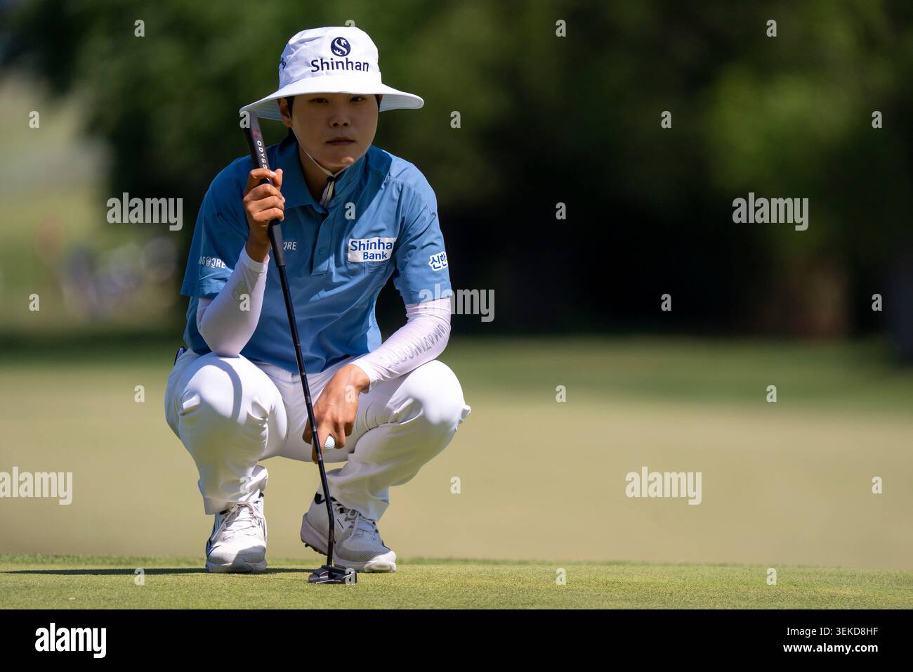 Somi Lee looks over the greens on the 13th hole during the final round ...