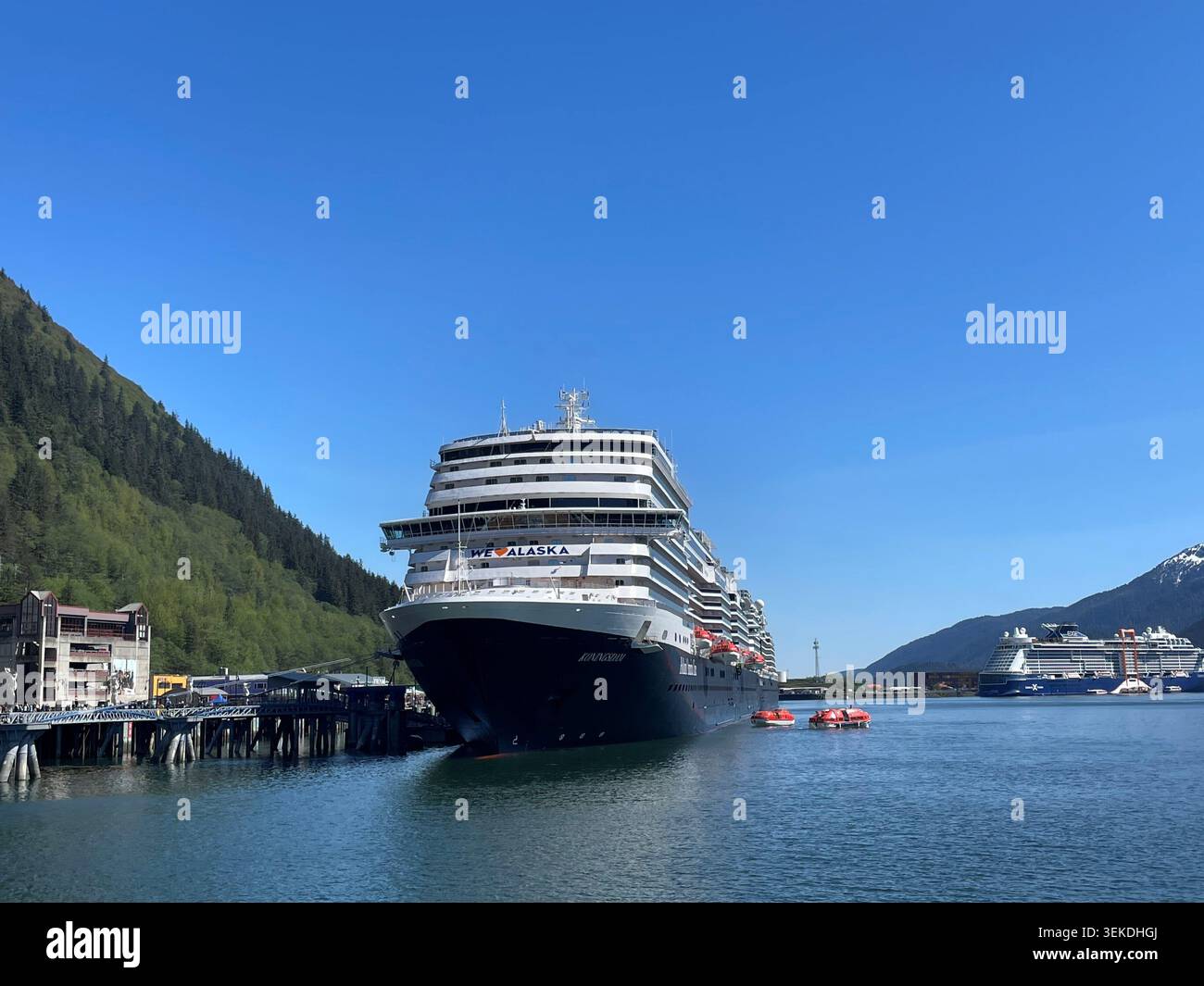 Cruise ships sit docked near downtown Juneau, Alaska, June 1, 2026. (AP ...