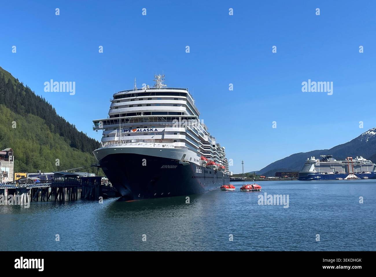 Cruise ships sit docked near downtown Juneau, Alaska, June 1, 2026. (AP ...