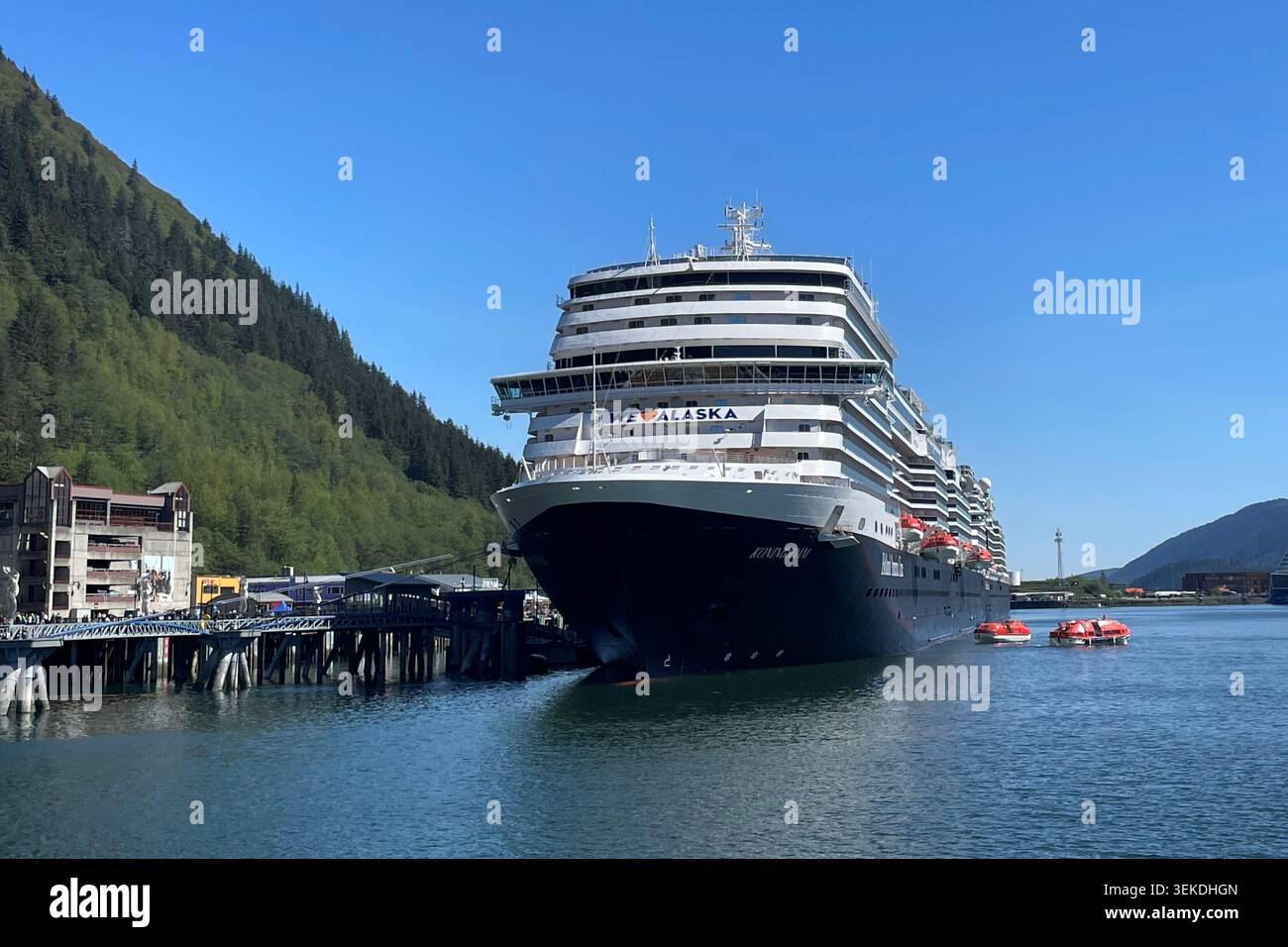 Cruise ships sit docked near downtown Juneau, Alaska, June 1, 2026. (AP ...