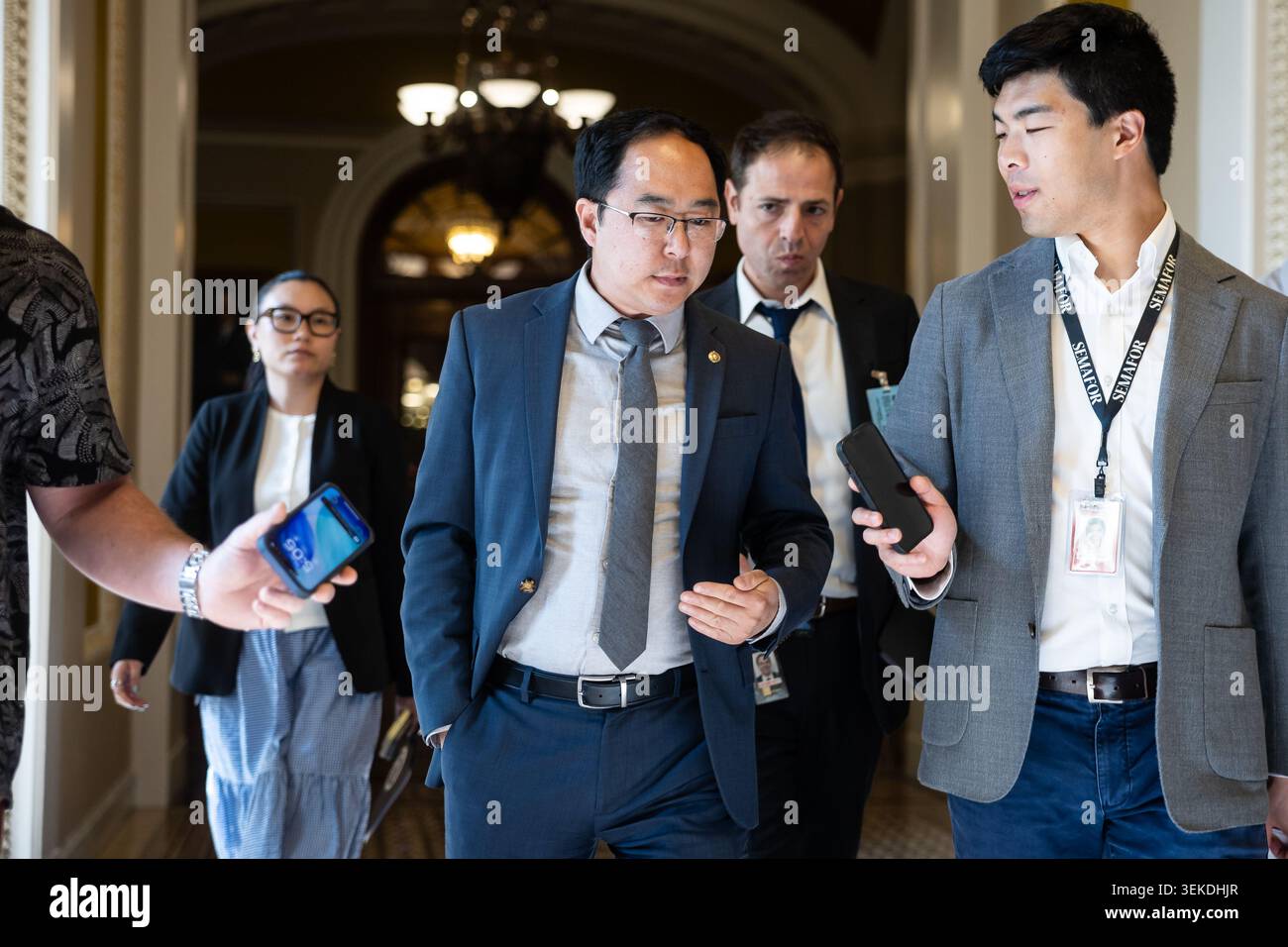 Sen. Andy Kim (D-N.J.) speaks with reporters at the U.S. Capitol on ...
