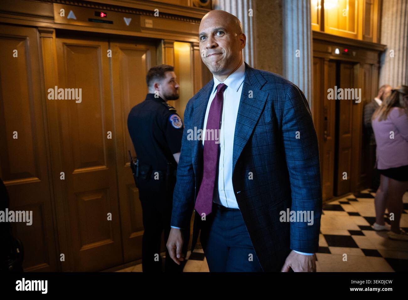 Sen. Cory Booker (D-N.J.) departs a vote at the U.S. Capitol on June 1 ...
