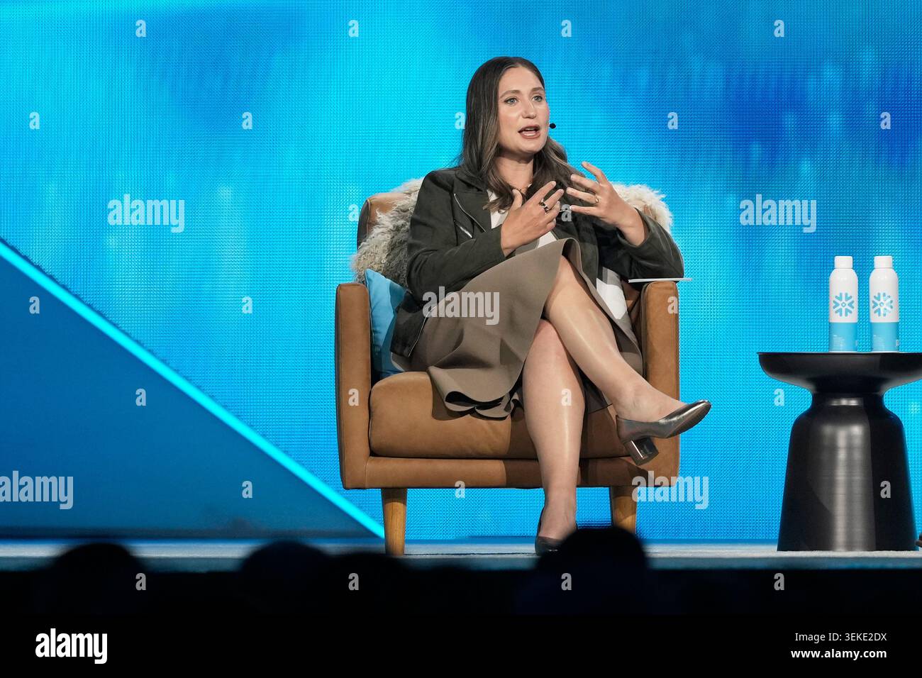 Anthropic co-founder and President Daniela Amodei speaks during the ...