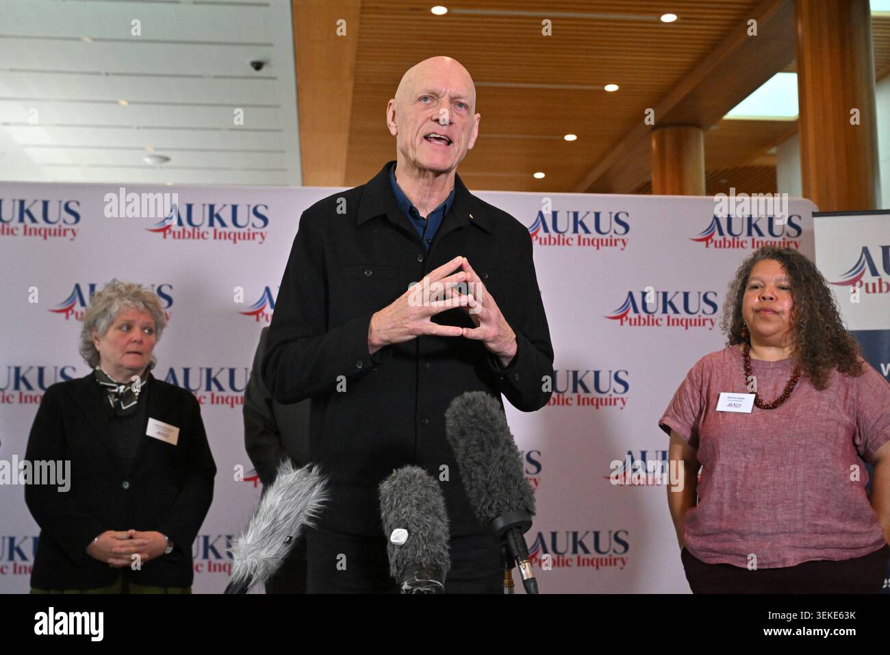 Musician and former Labor Minister Peter Garrett at a press conference ...