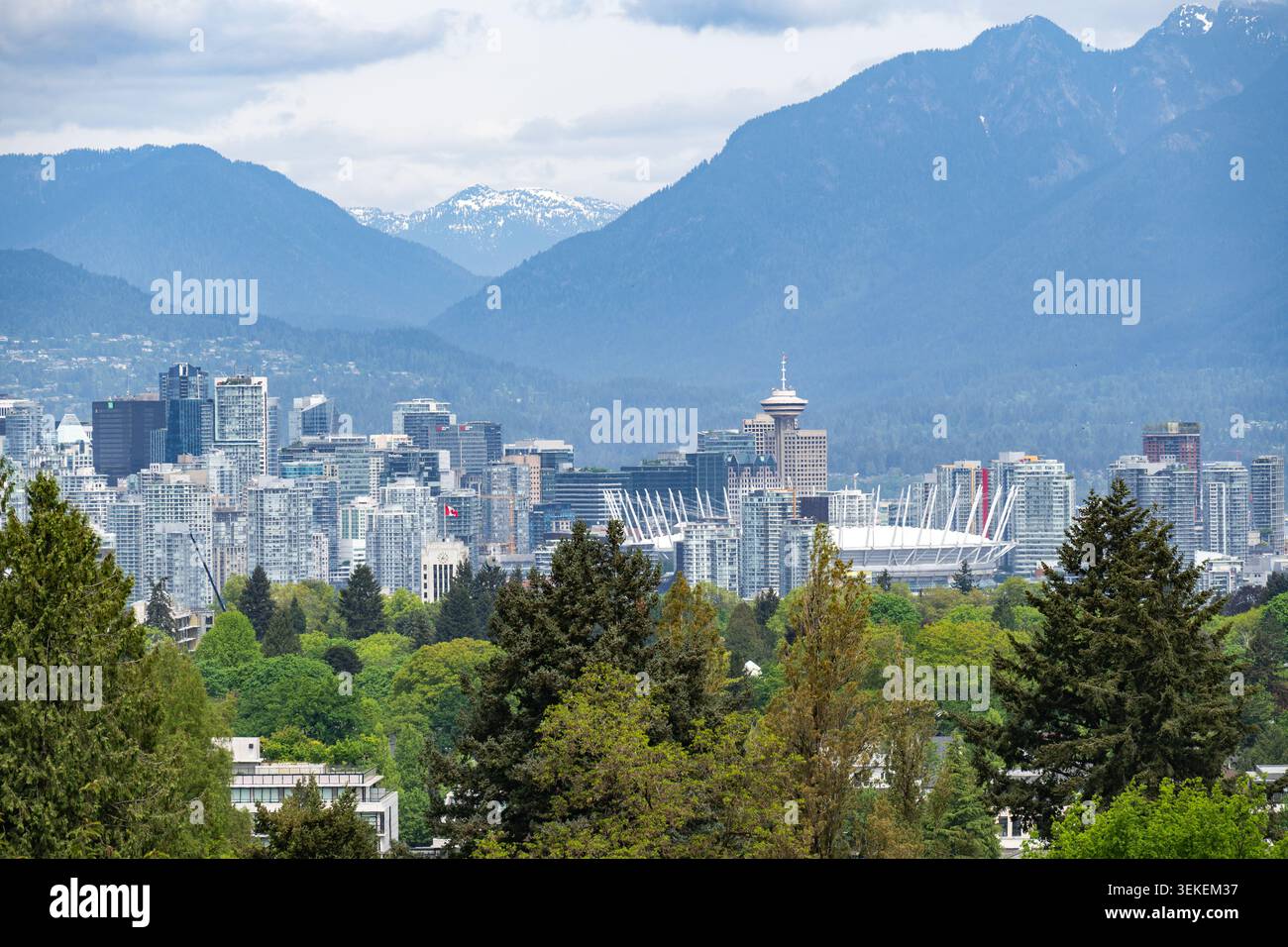 Vancouver City View with Mountains from Queen Elizabeth Park Stock ...