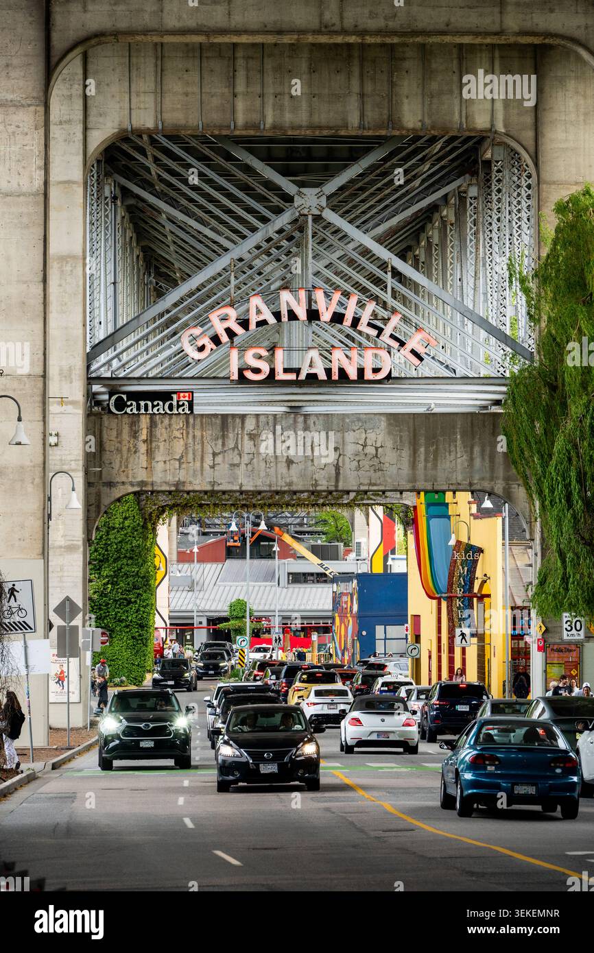 Entrance of Gran ville Island with Neon Sign Stock Photo - Alamy