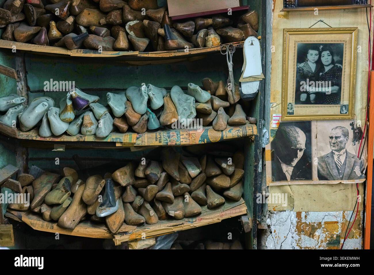 Shoe molds are stacked at dance shoe maker Ercan Umay's workshop in ...