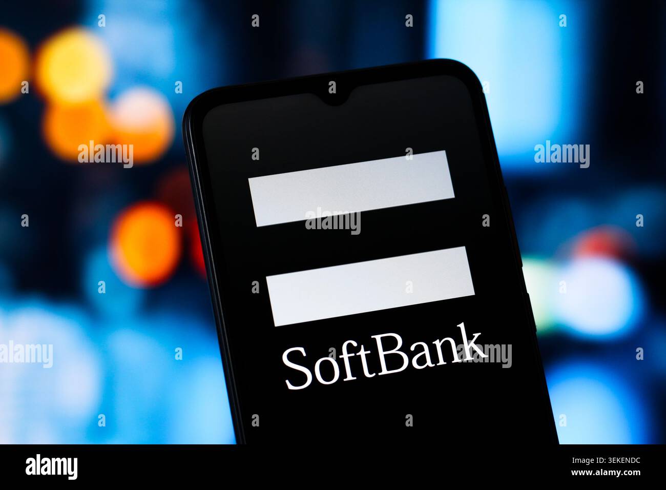 In this photo illustration, the SoftBank (Soft Bank) logo is seen ...