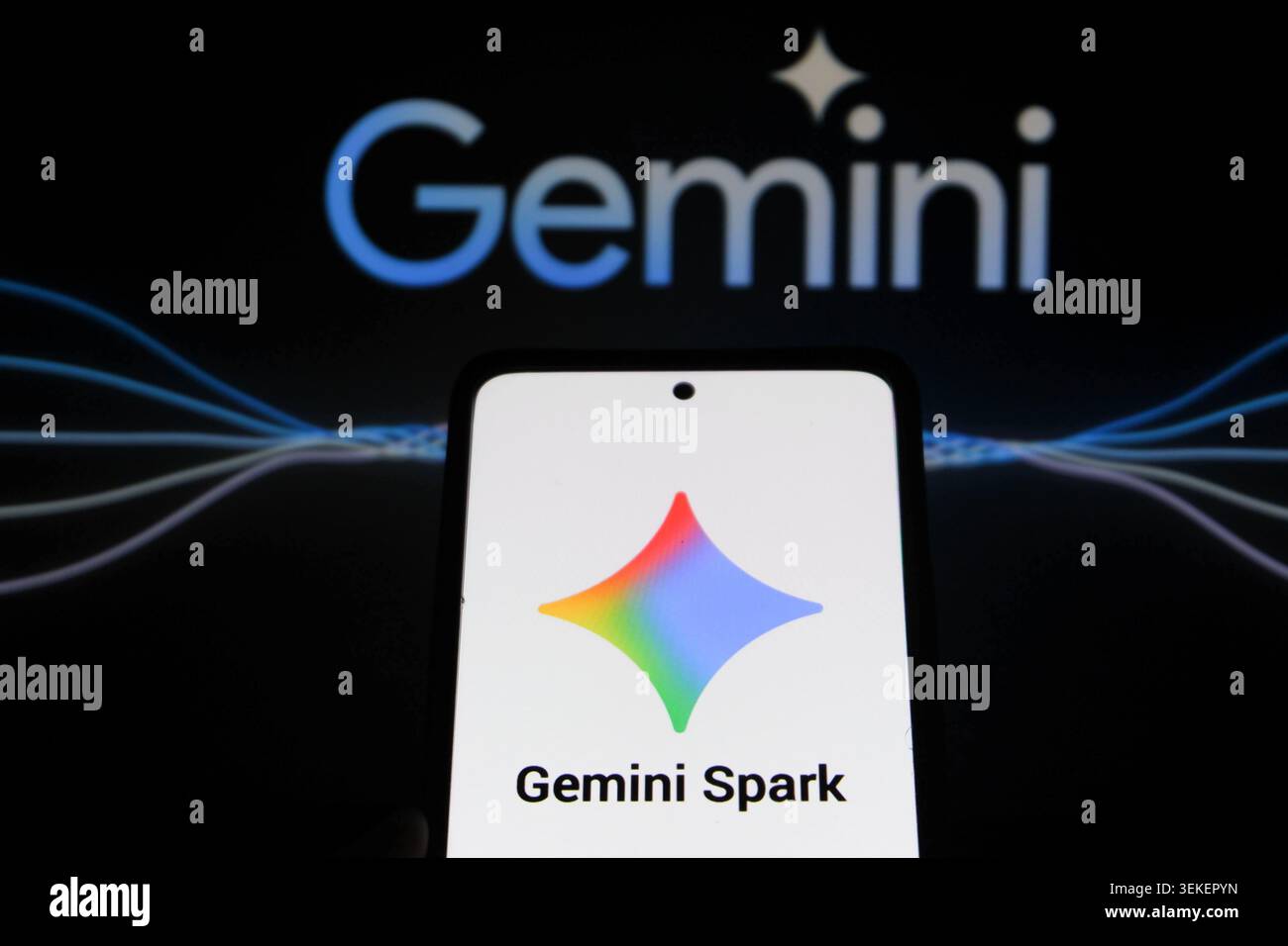 In this photo illustration, the Google Gemini Spark logo is seen ...