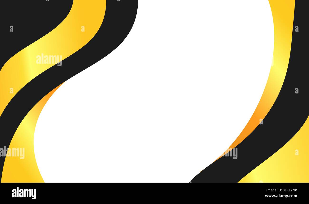 Black and gold abstract background with elegant wavy lines for ...