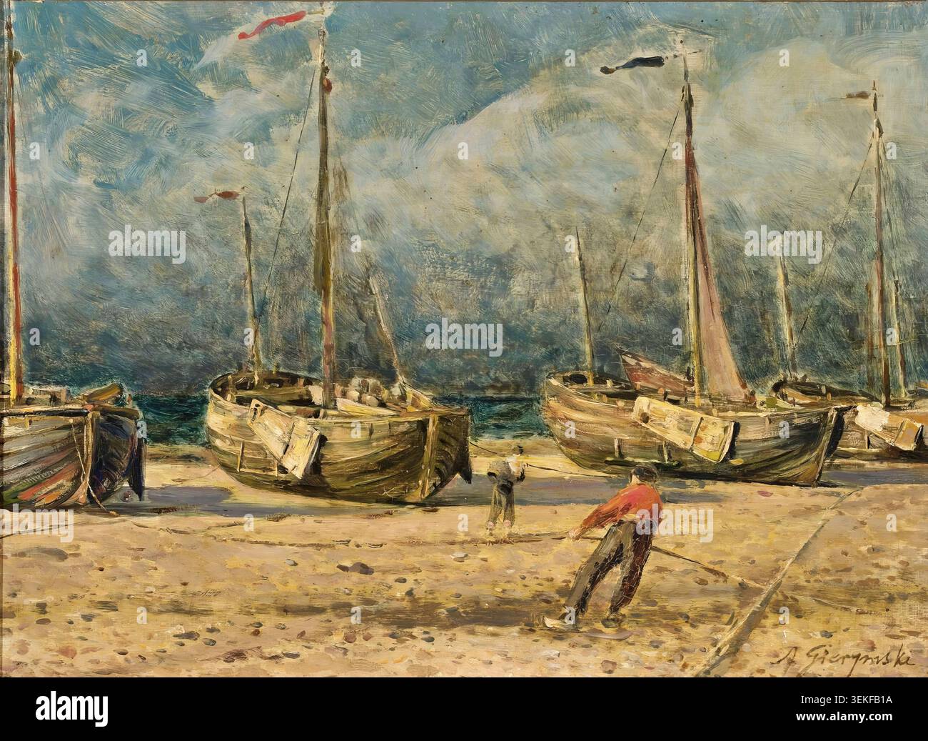Aleksander Gierymski – Fishing Boats at the Seaside (Łodzie rybackie na ...