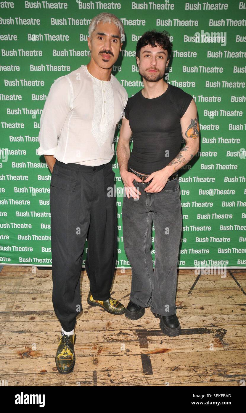 Mobeen Azhar and guest at the Theatre, Shepherds Bush Green, on Monday ...