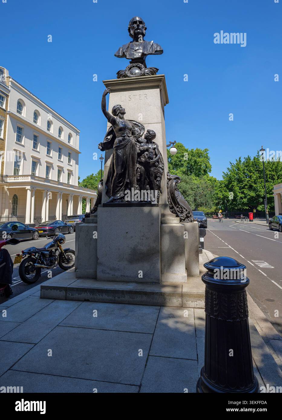 London - 07 10 2022: Lord Lister bronze monument on Portland Place ...