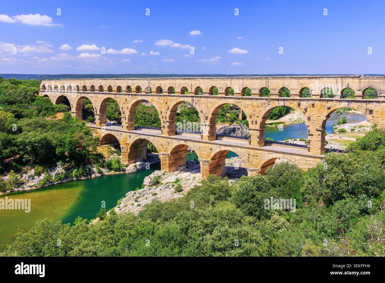Nimes, France. Ancient aqueduct of Pont du Gard Stock Photo - Alamy