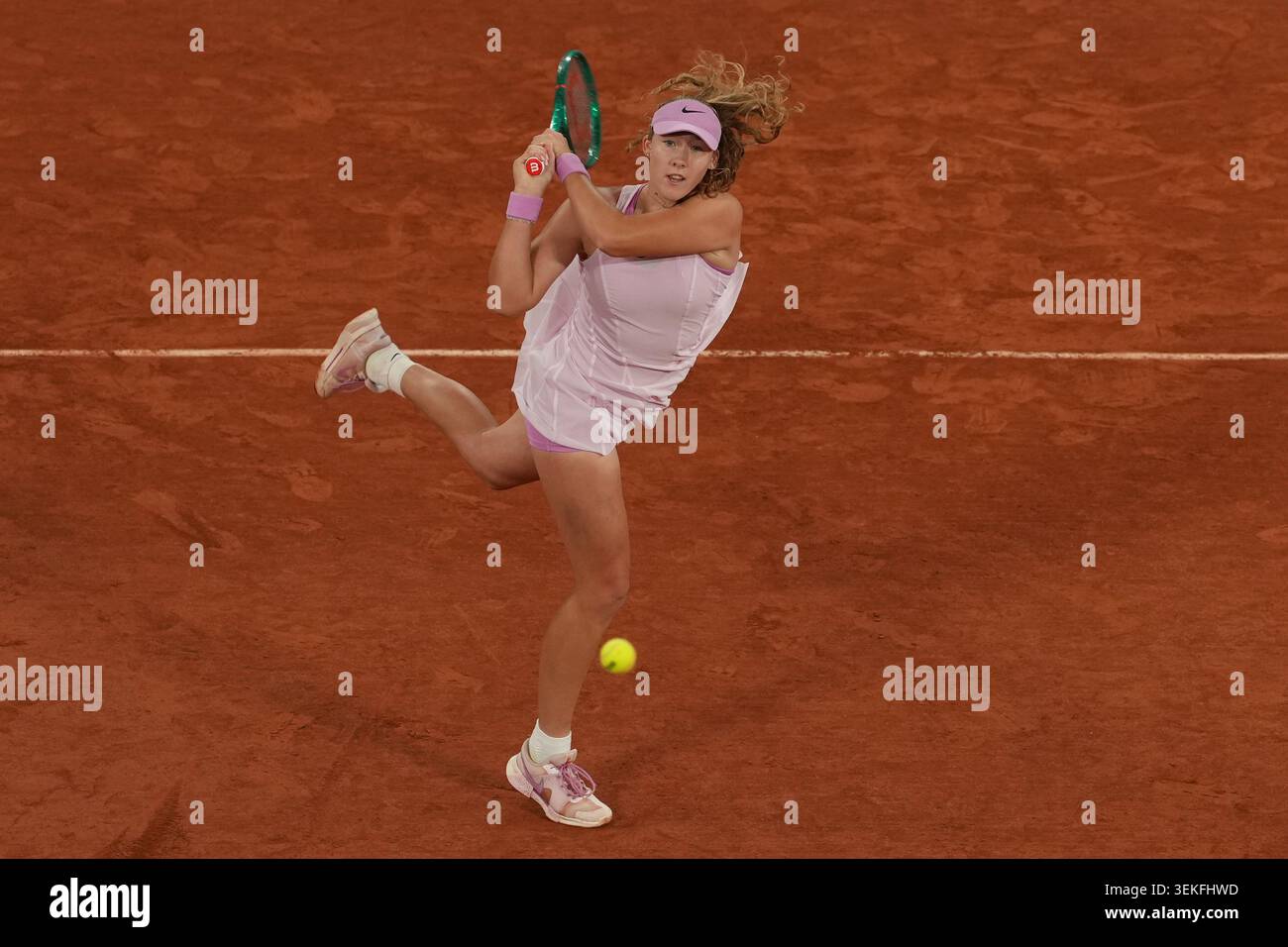 Russia's Mirra Andreeva returns to Romania's Sorana Cirstea during the ...