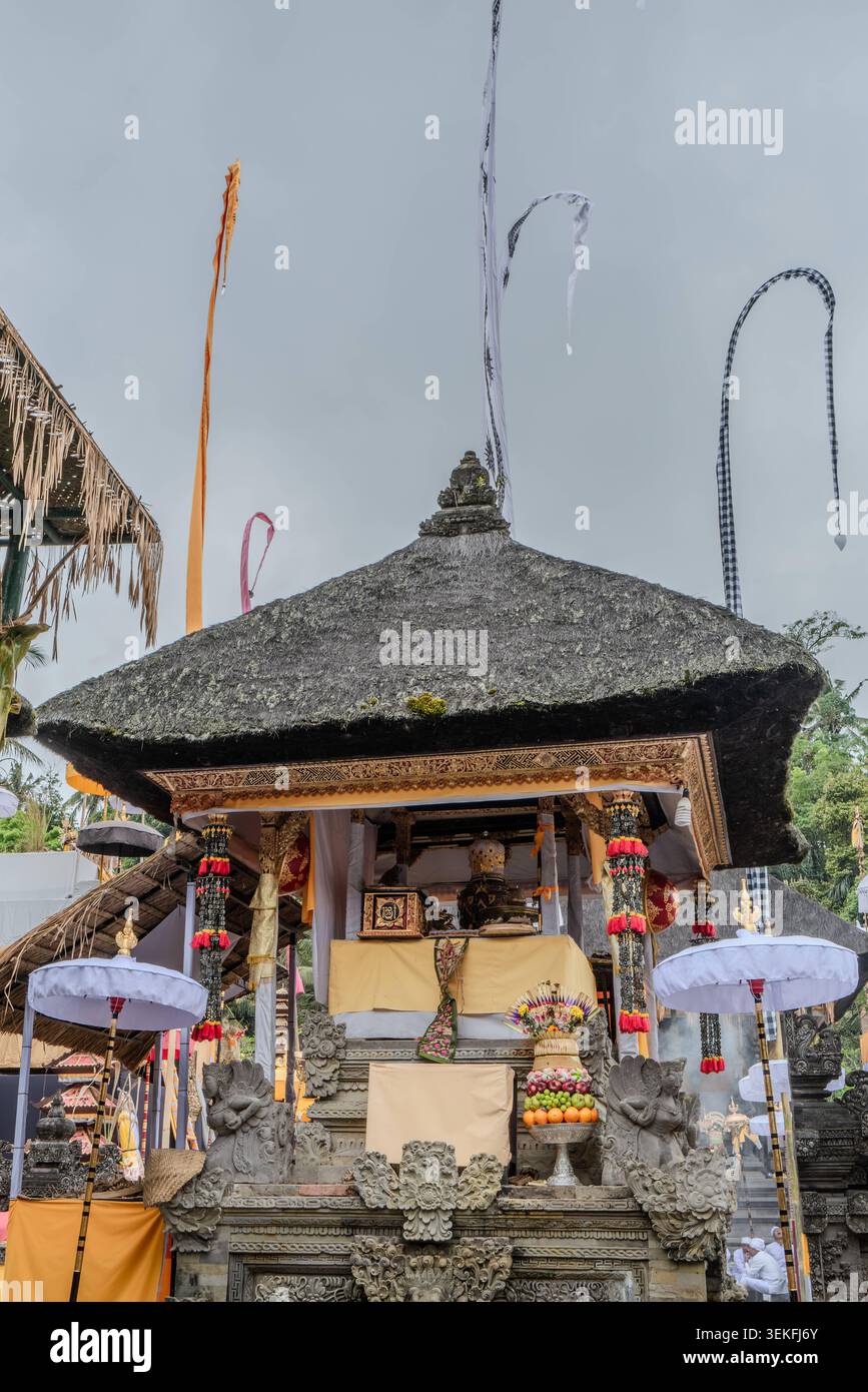 Indonesian statue in a temple with offerings Ubud Ubud Bali Indonesia ...