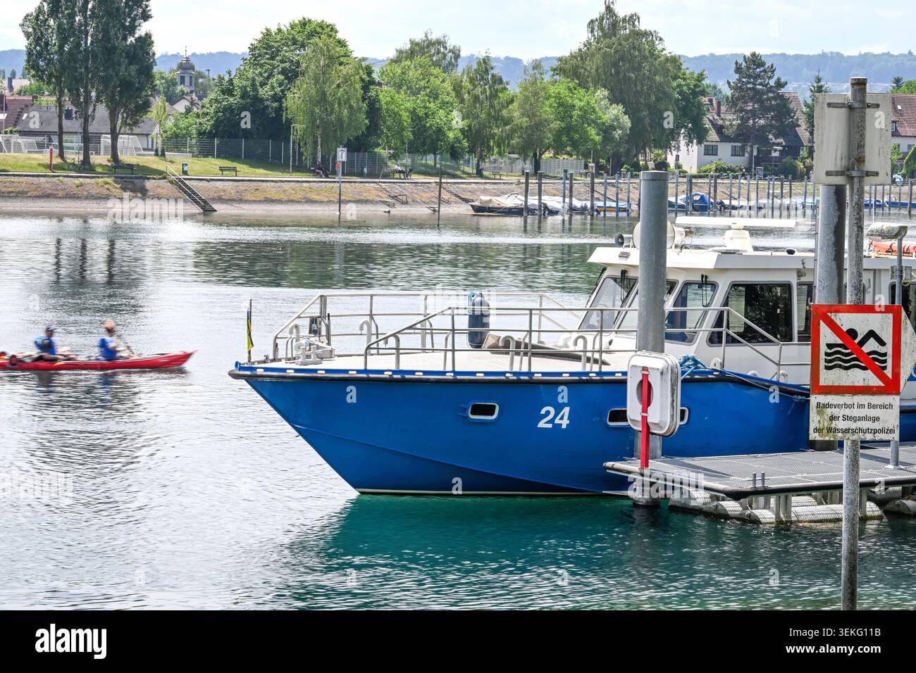 02 June 2026, Baden-Württemberg, Konstanz: A water police boat (WAPO ...