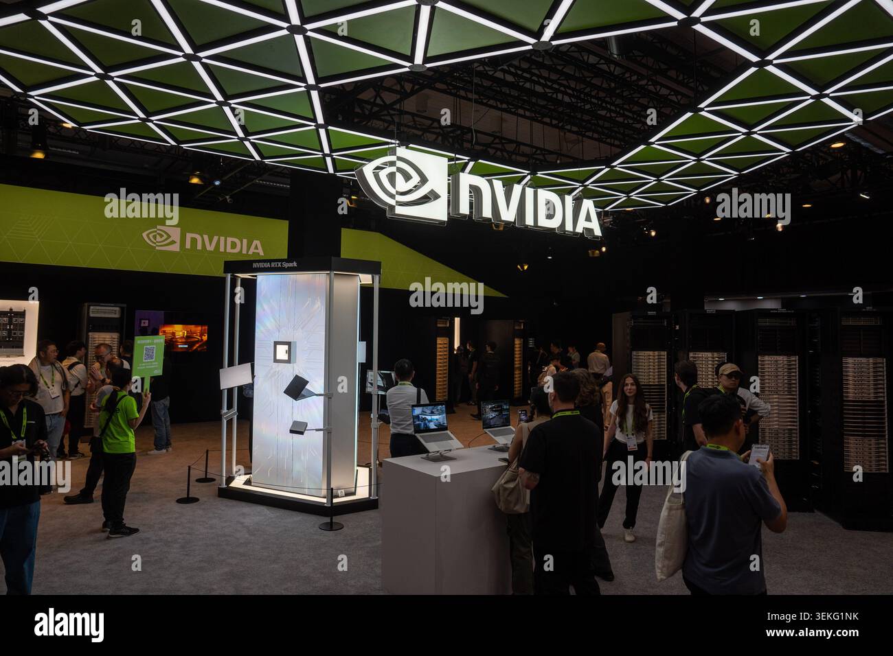 A general view showing a display area at NVIDIA GTC in Taipei, Taiwan ...
