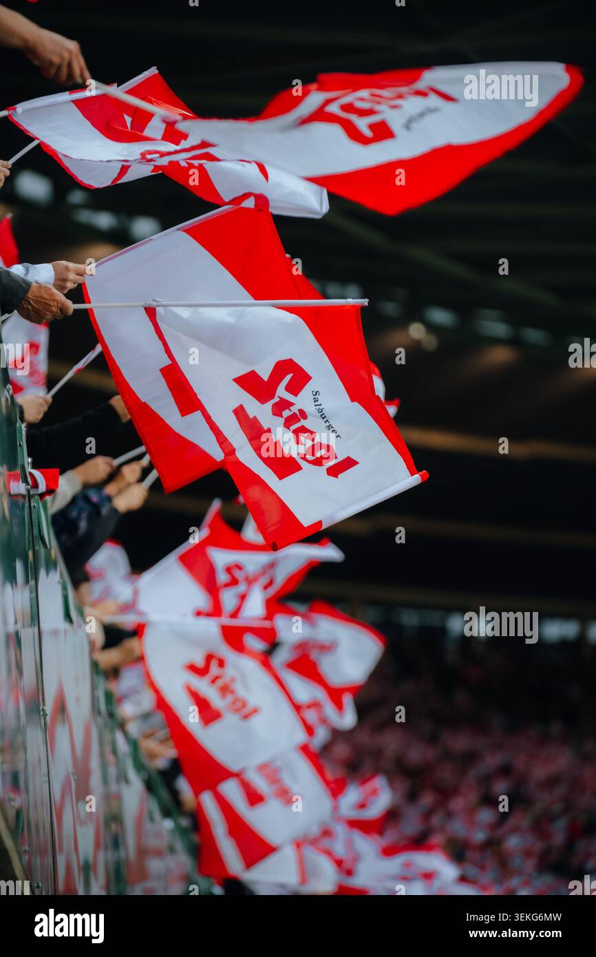 Vienna, Austria, 01th June 2026, Stiegl Flag in the game Austria ...