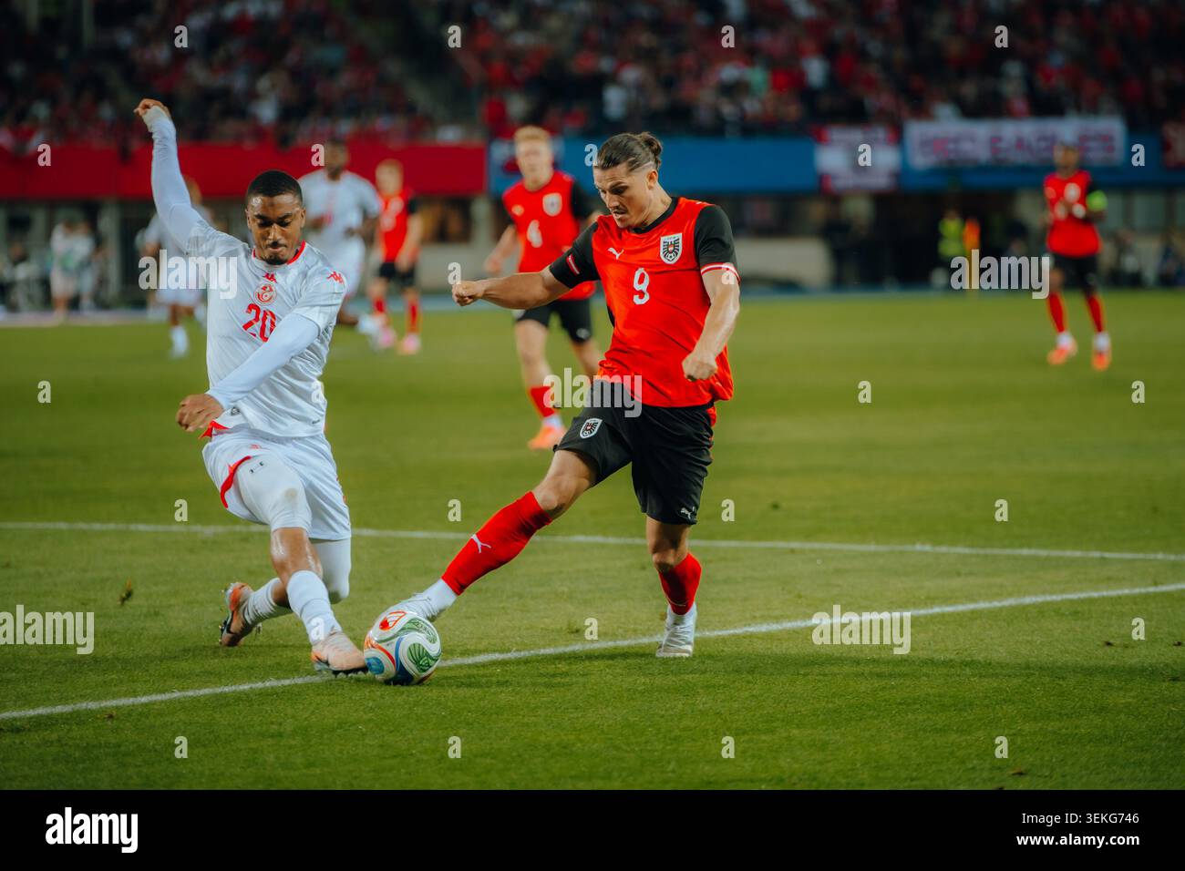 Vienna, Austria, 01th June 2026, Yan Valery and Marcel Sabitzer in the ...