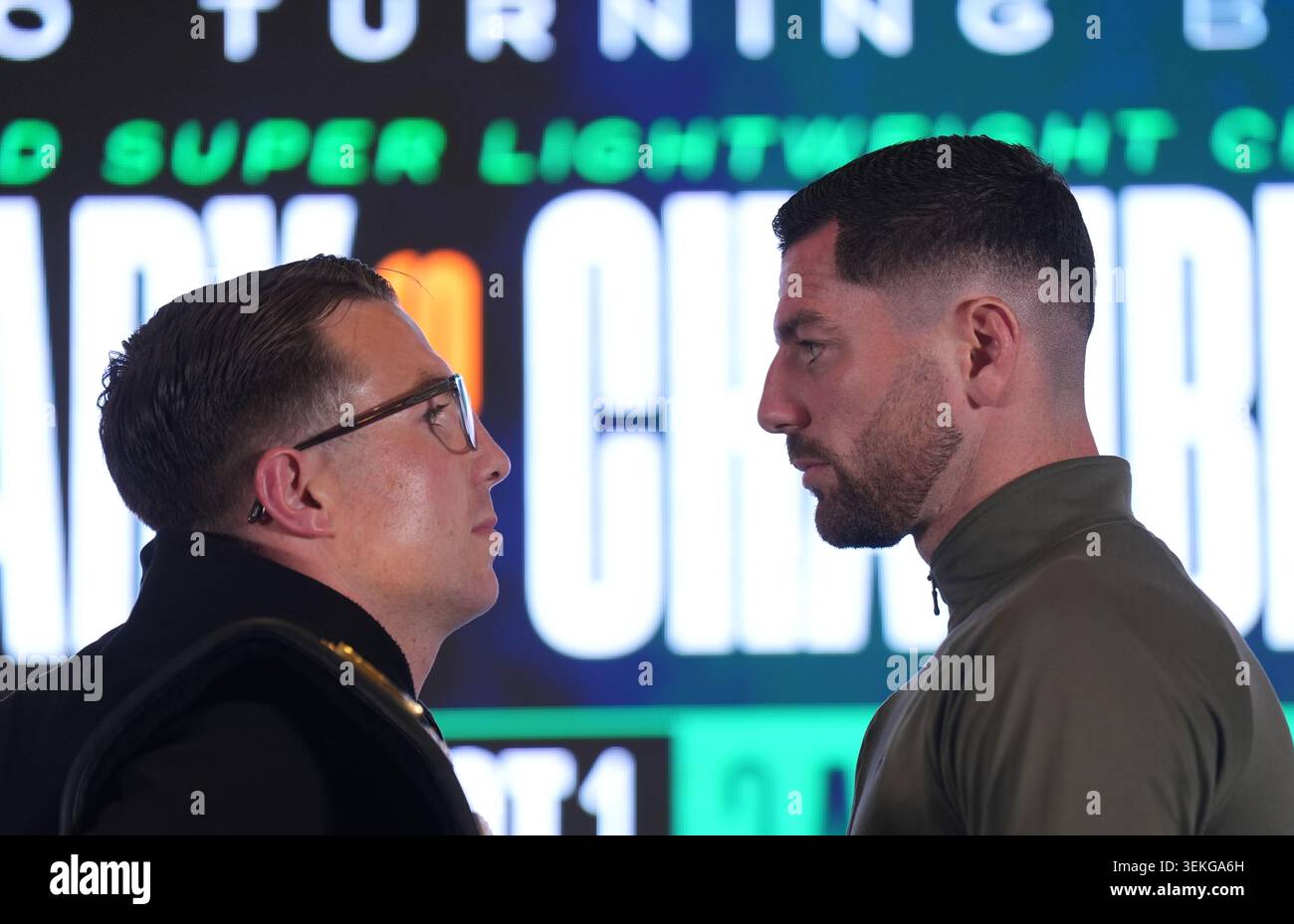 Pierce O'Leary and Mark Chamberlain face off during a press conference ...